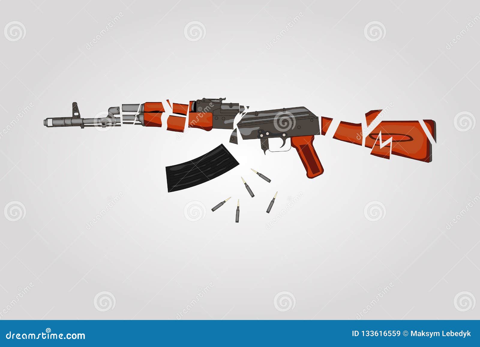 The Gun is Broken into Small Pieces Stock Illustration - Illustration ...