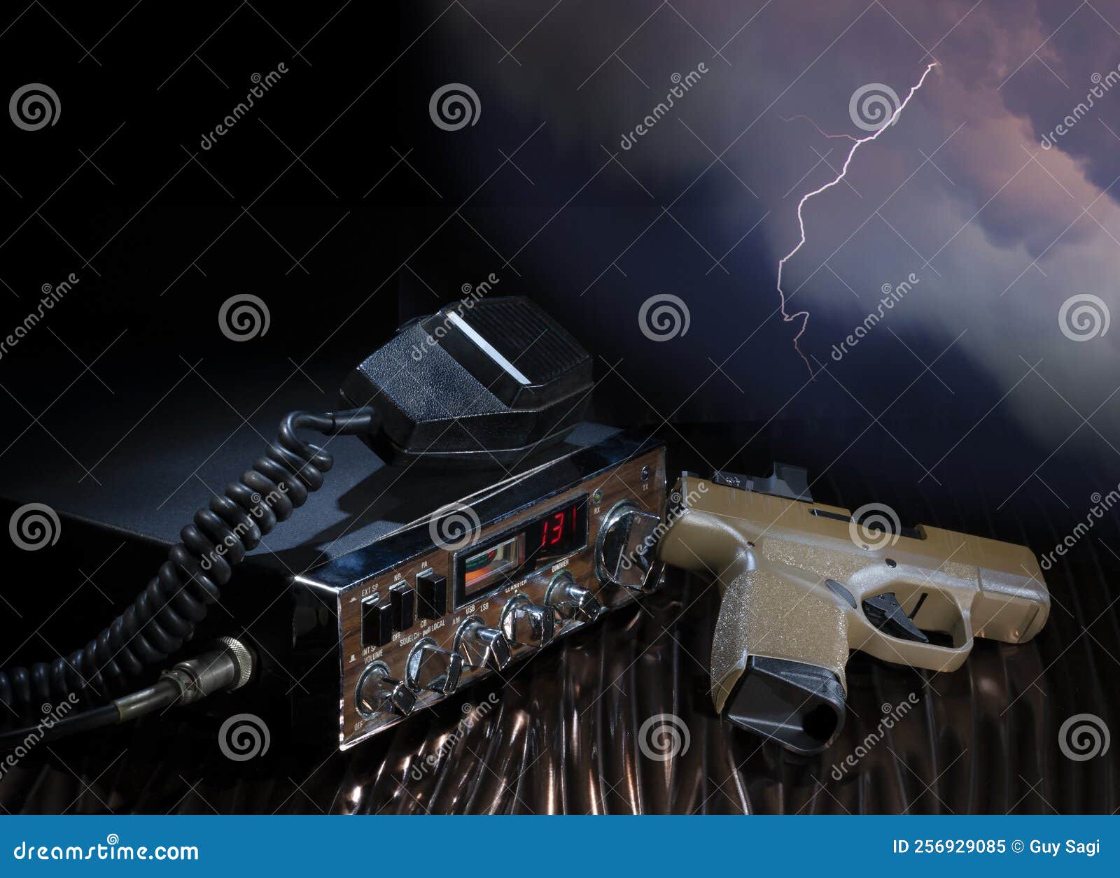 Gun and CB Radio with Lightning Storm Behind Stock Image - Image of ... Gun and CB Radio with Lightning Storm Behind Stock Image - Image of ...