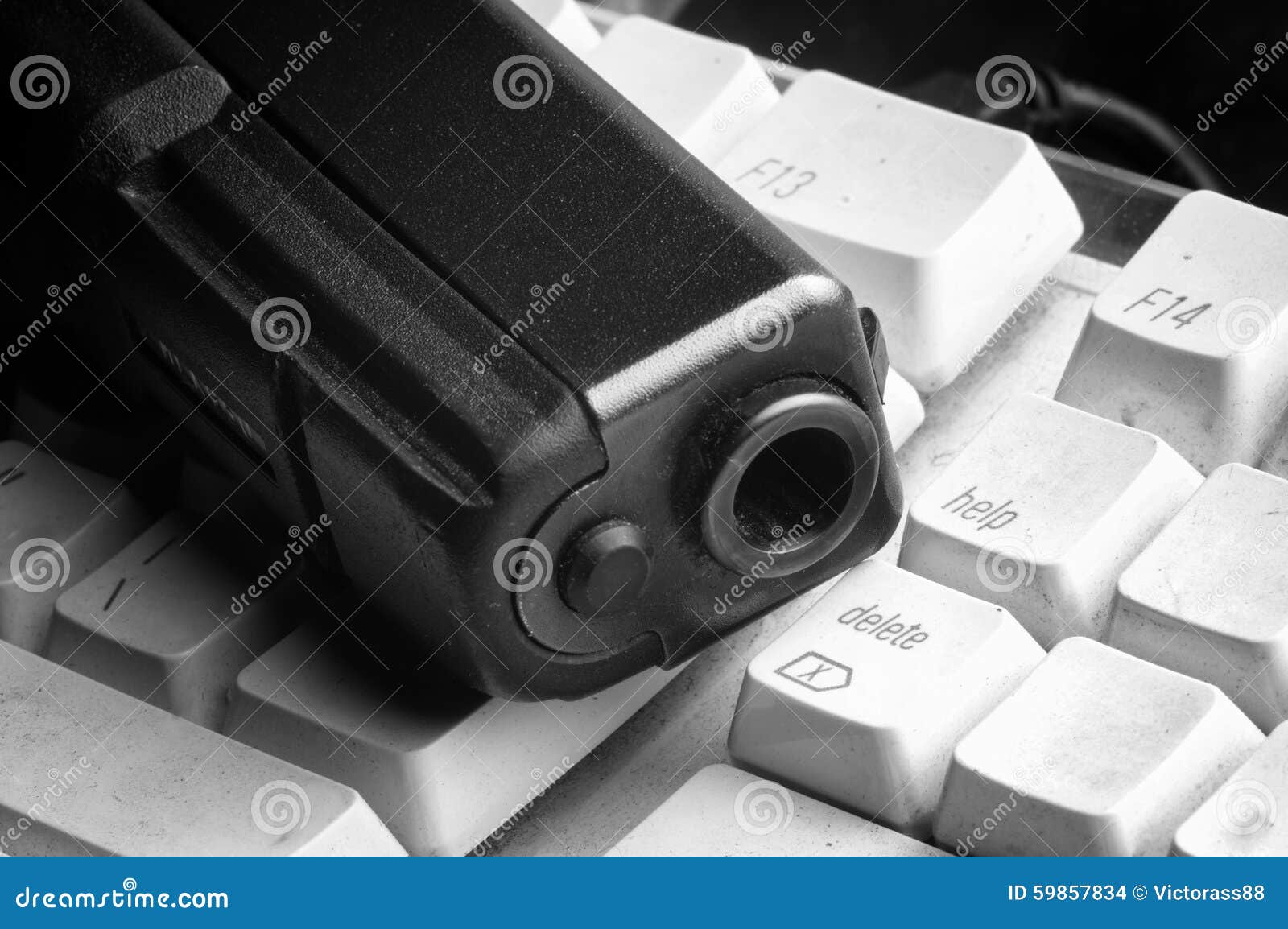 Gun and Computer stock photo. Image of weapon, objects - 59857834