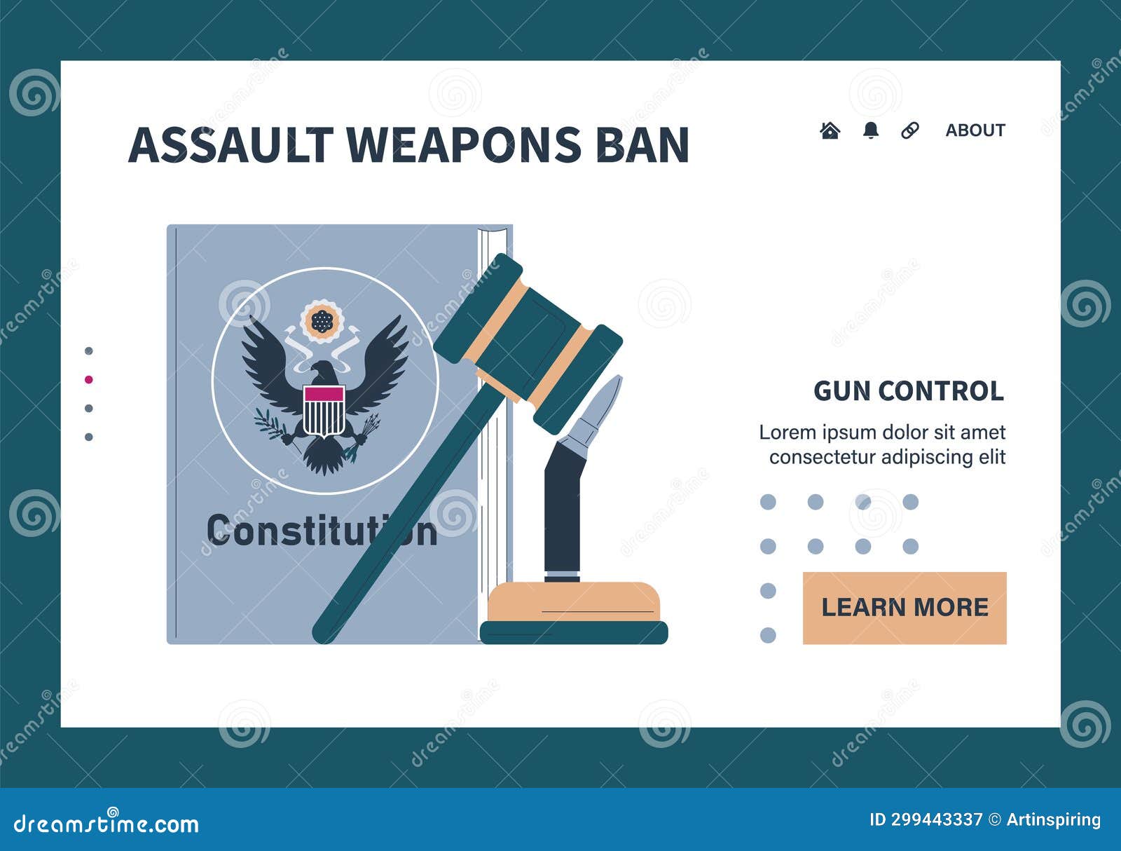 Gun Control Web or Landing Set. Second Amendment Ban Stock Vector ...