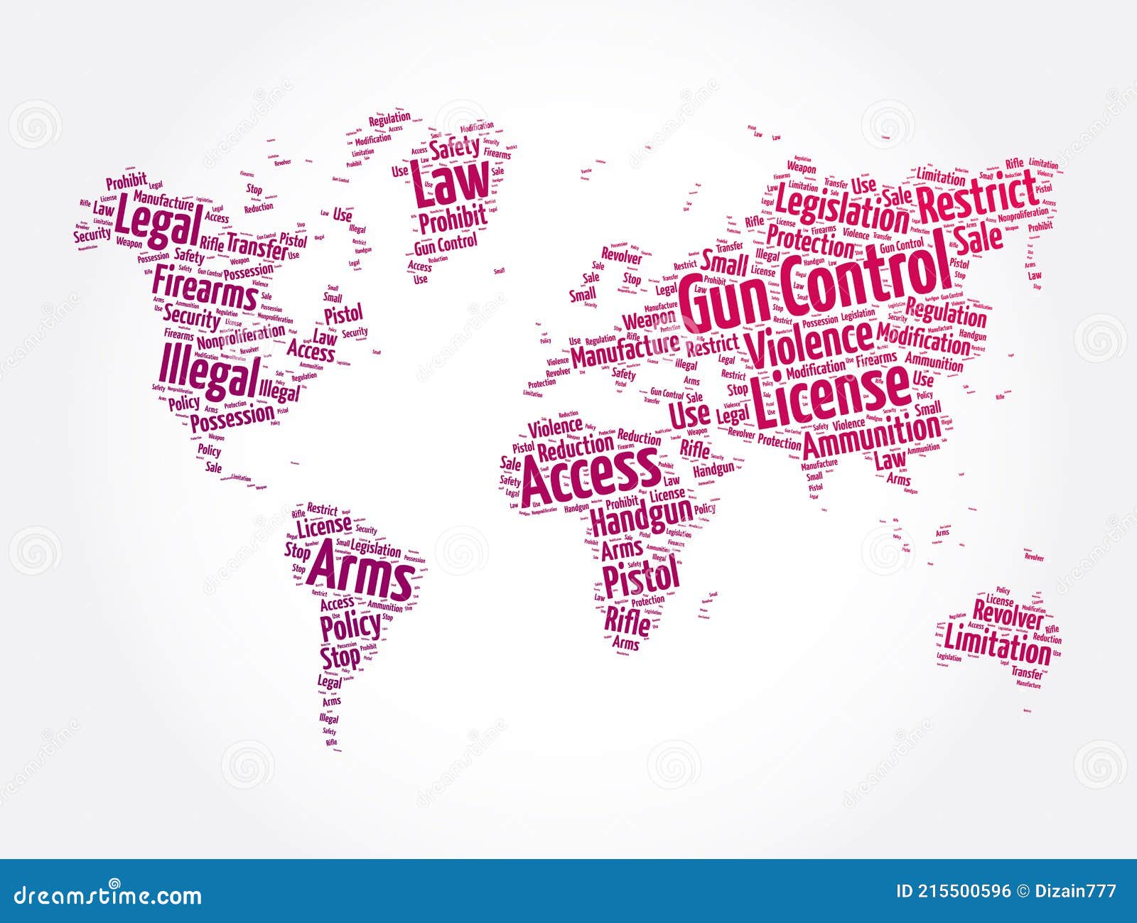 Gun Control Word Cloud in Shape of World Map, Concept Background Stock ...