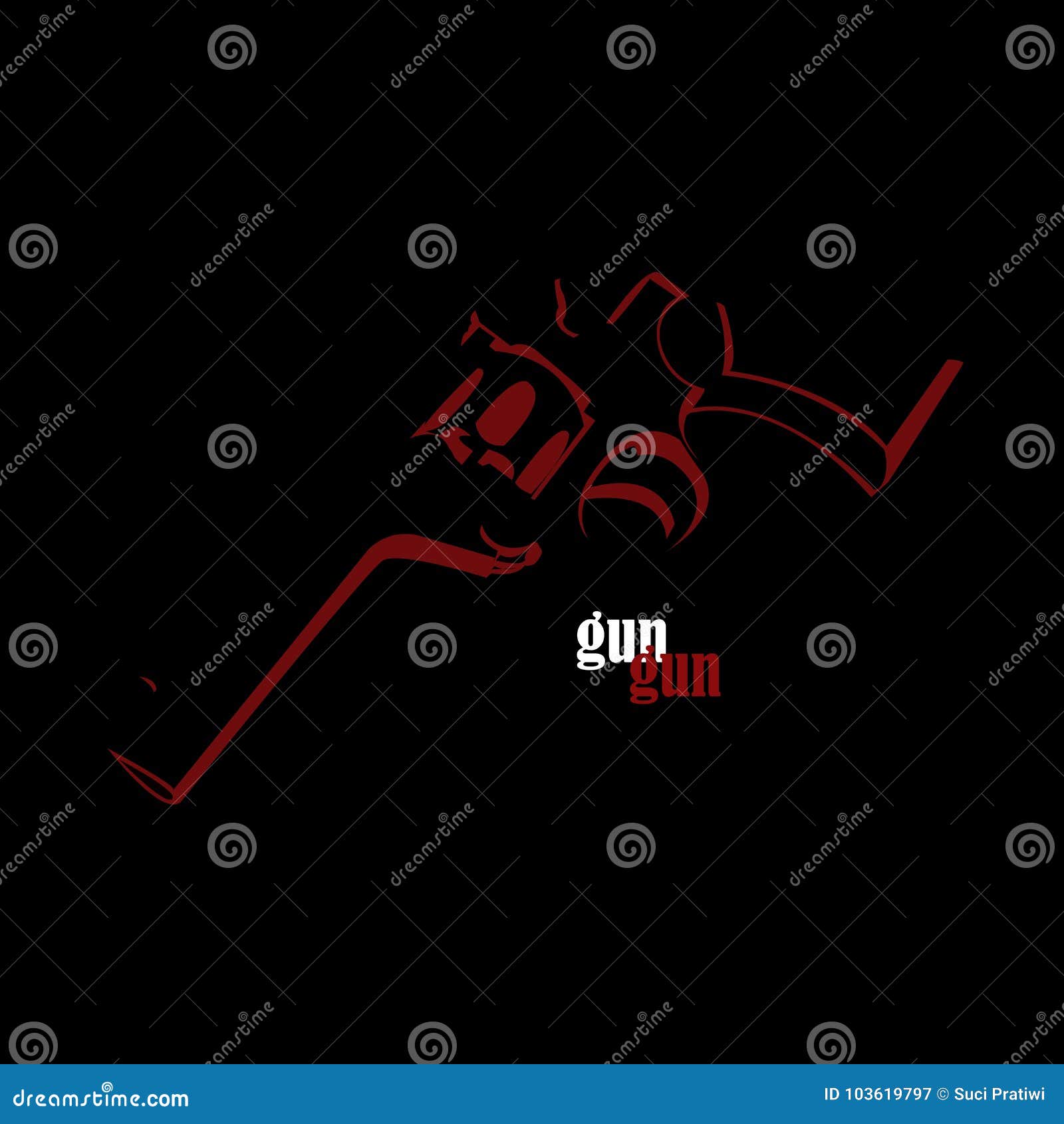 Gun - dark red color stock illustration. Illustration of whale - 103619797