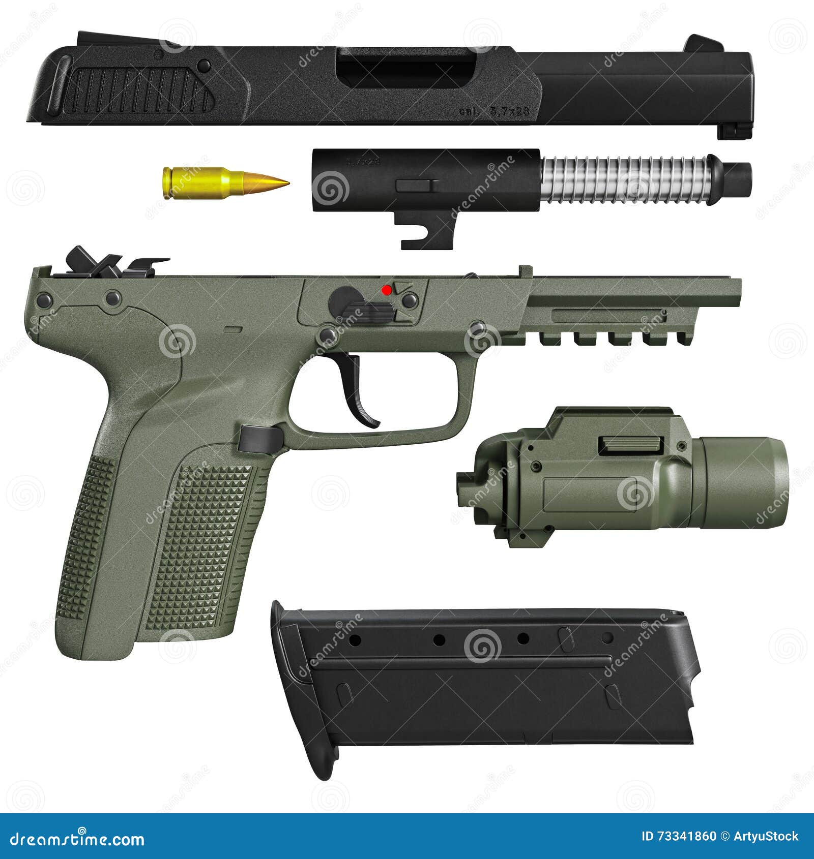 Gun Disassembled Military, Police Stock Illustration - Illustration of ...