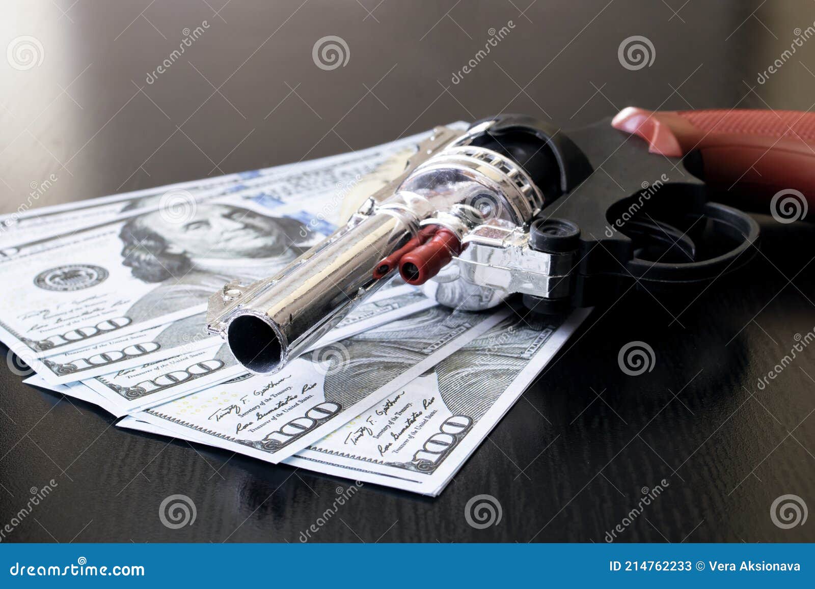 Gun and Dollars on a Wooden Table Stock Image - Image of protection ...