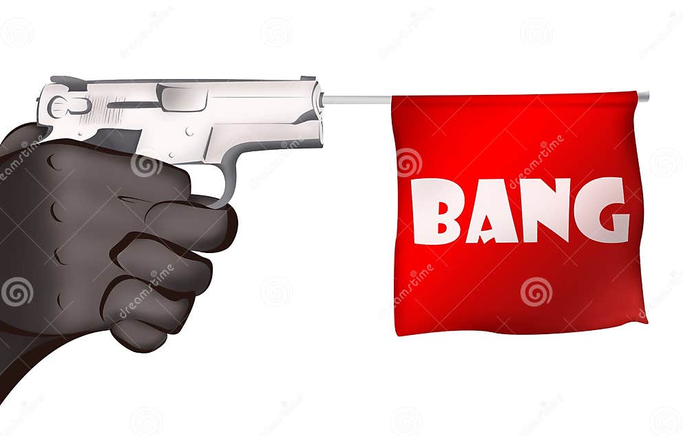 Gun with Flag Came Out from it. Stock Illustration - Illustration of ...