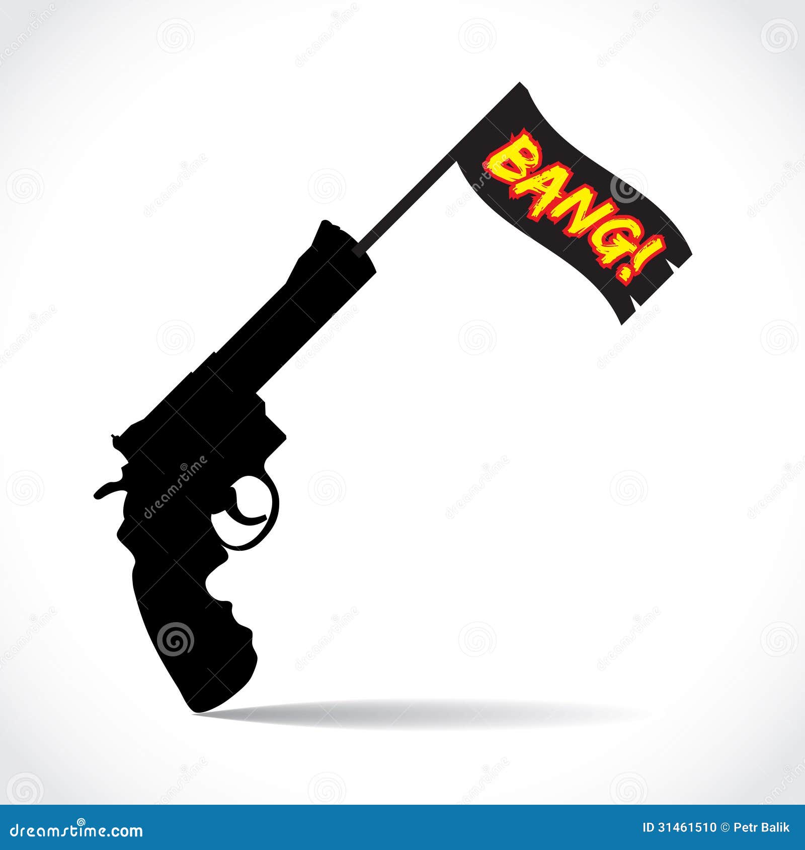 Gun with flag stock illustration. Illustration of cartoon - 31461510
