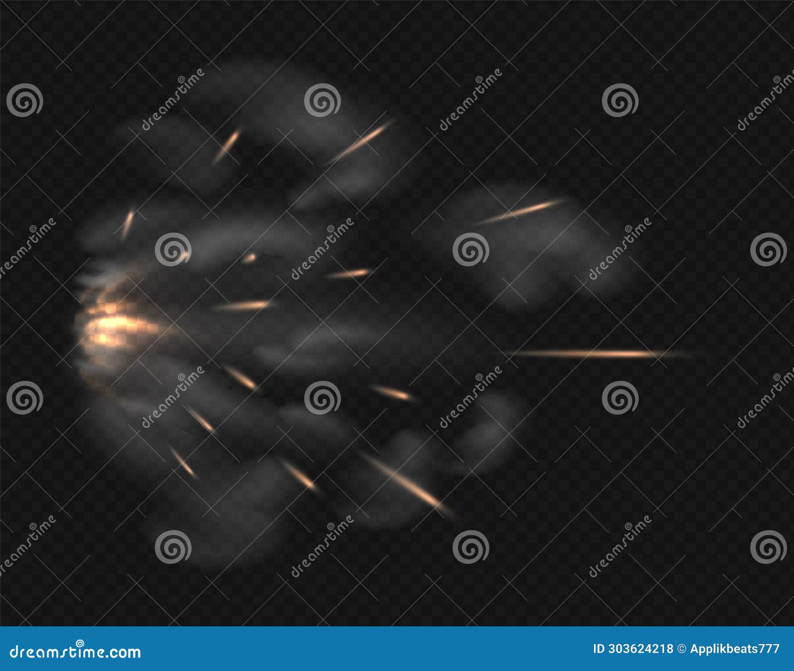 Gun Flash. Realistic Visual Effect of Firearm Shot. Flying Sparks and ...