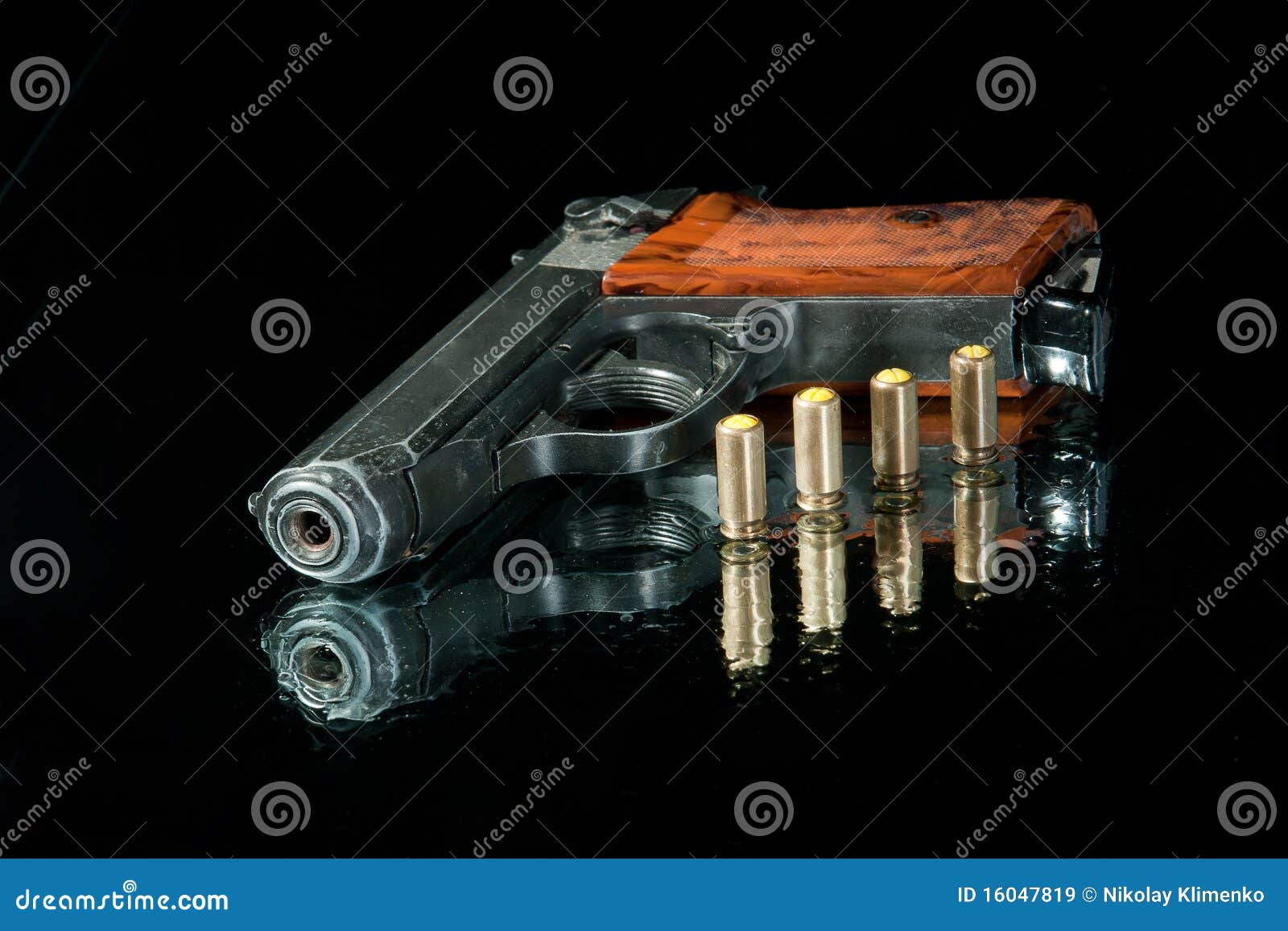 Gun with four bullet stock image. Image of copper, defense - 16047819