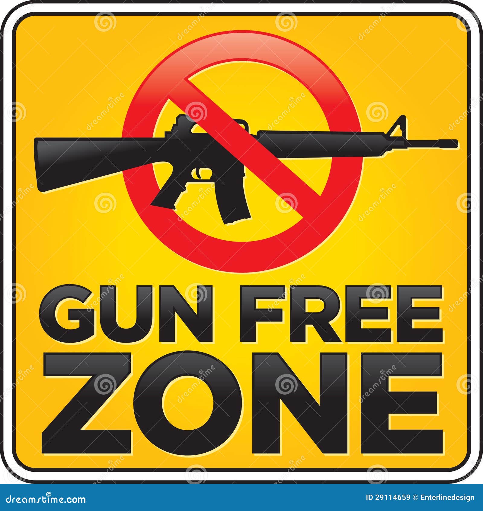 Gun Free Zone Assault Rifle Sign Cartoon Vector | CartoonDealer.com ...