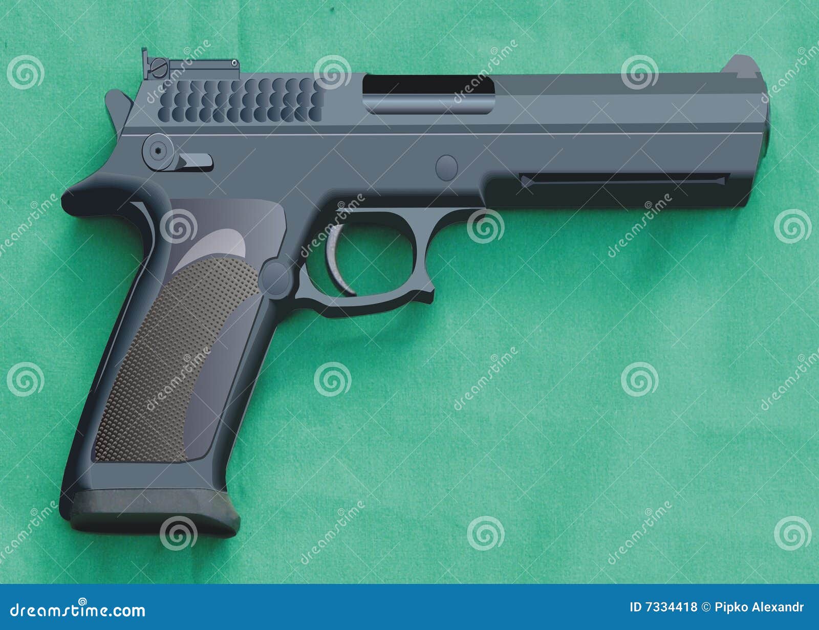 Gun on green stock illustration. Illustration of steel - 7334418