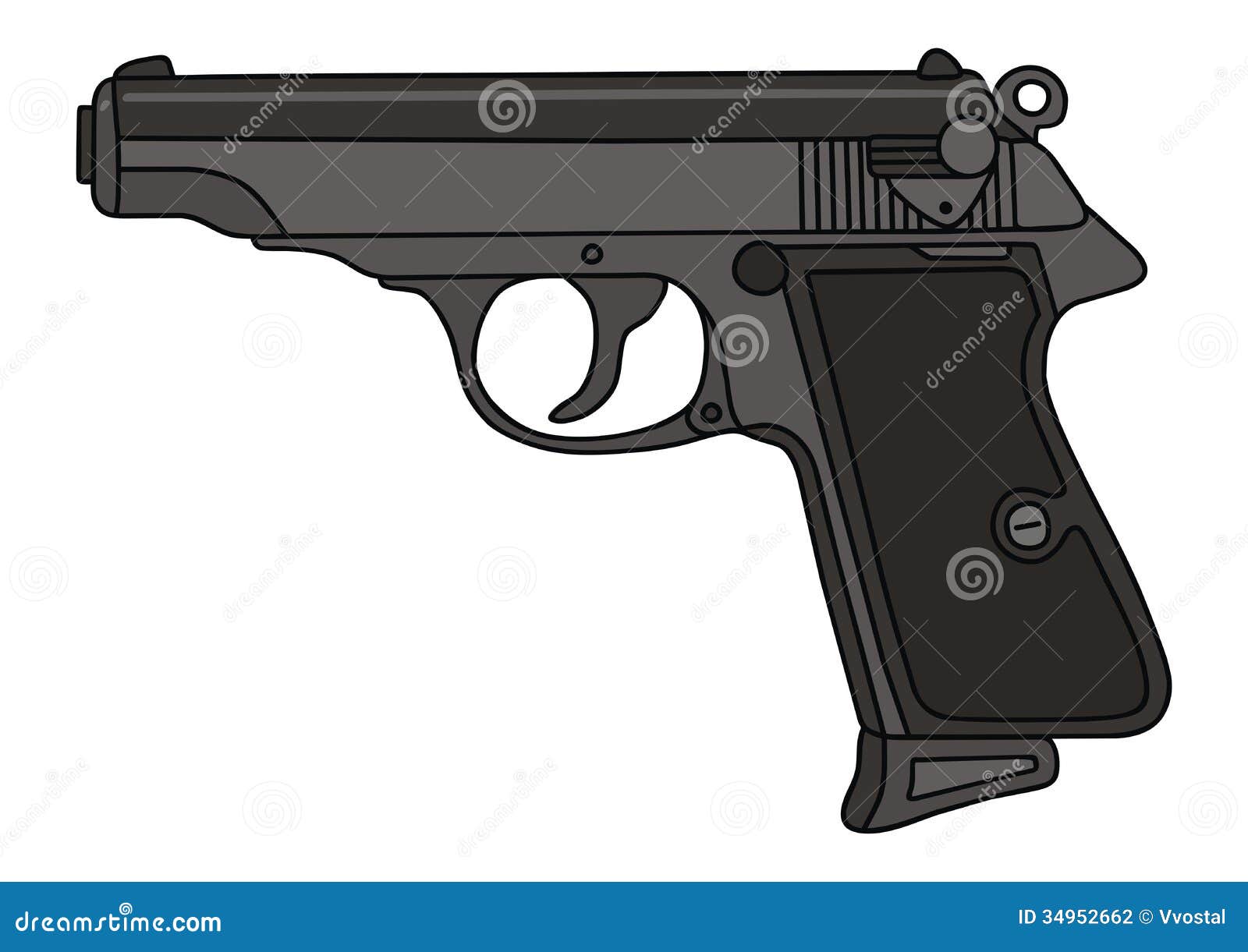 Classic Handgun Revolver Pistol Black And White Vector Illustration ...
