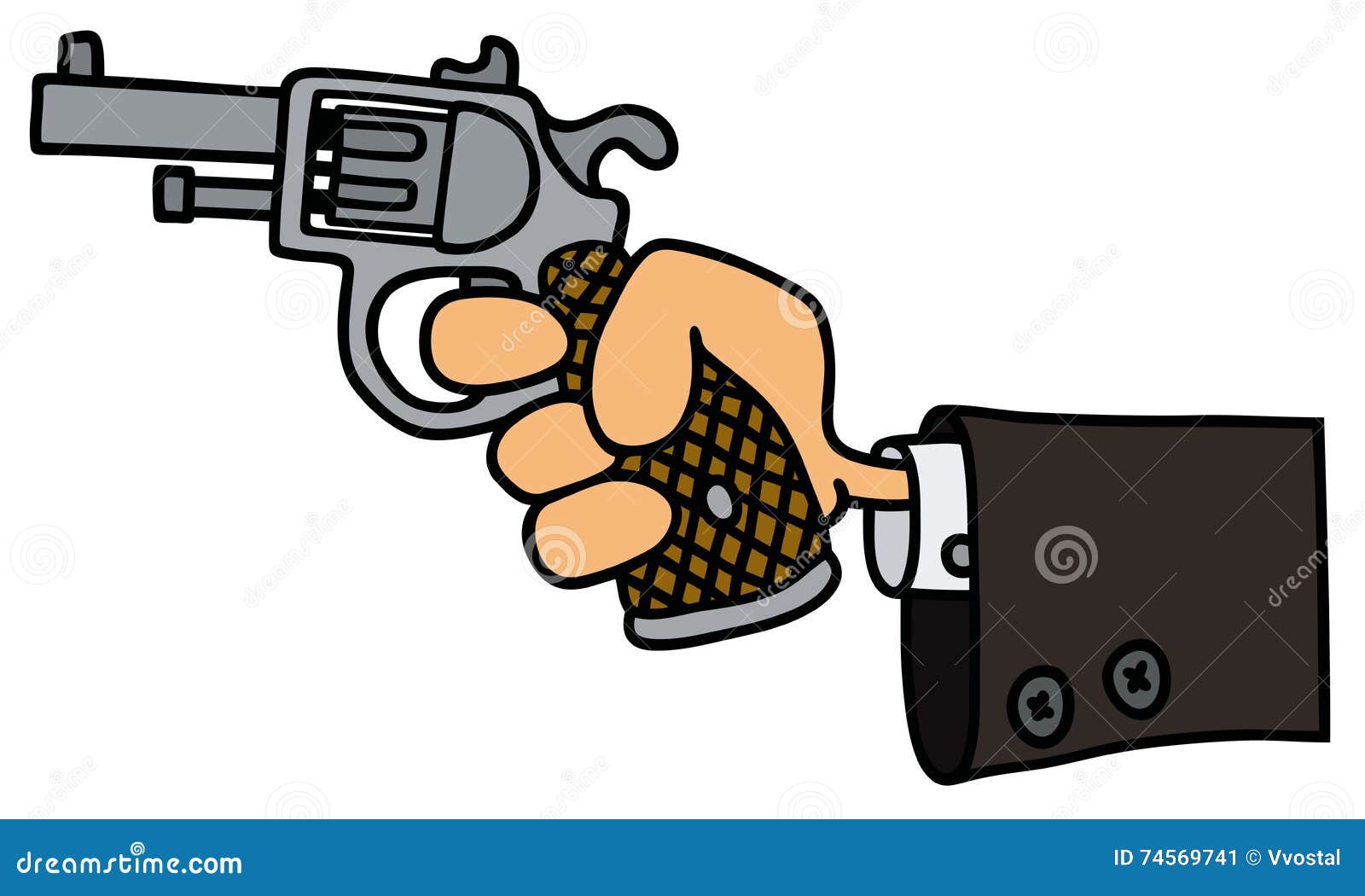 Short Revolver And Handgun With The Silencer Cartoon Vector ...