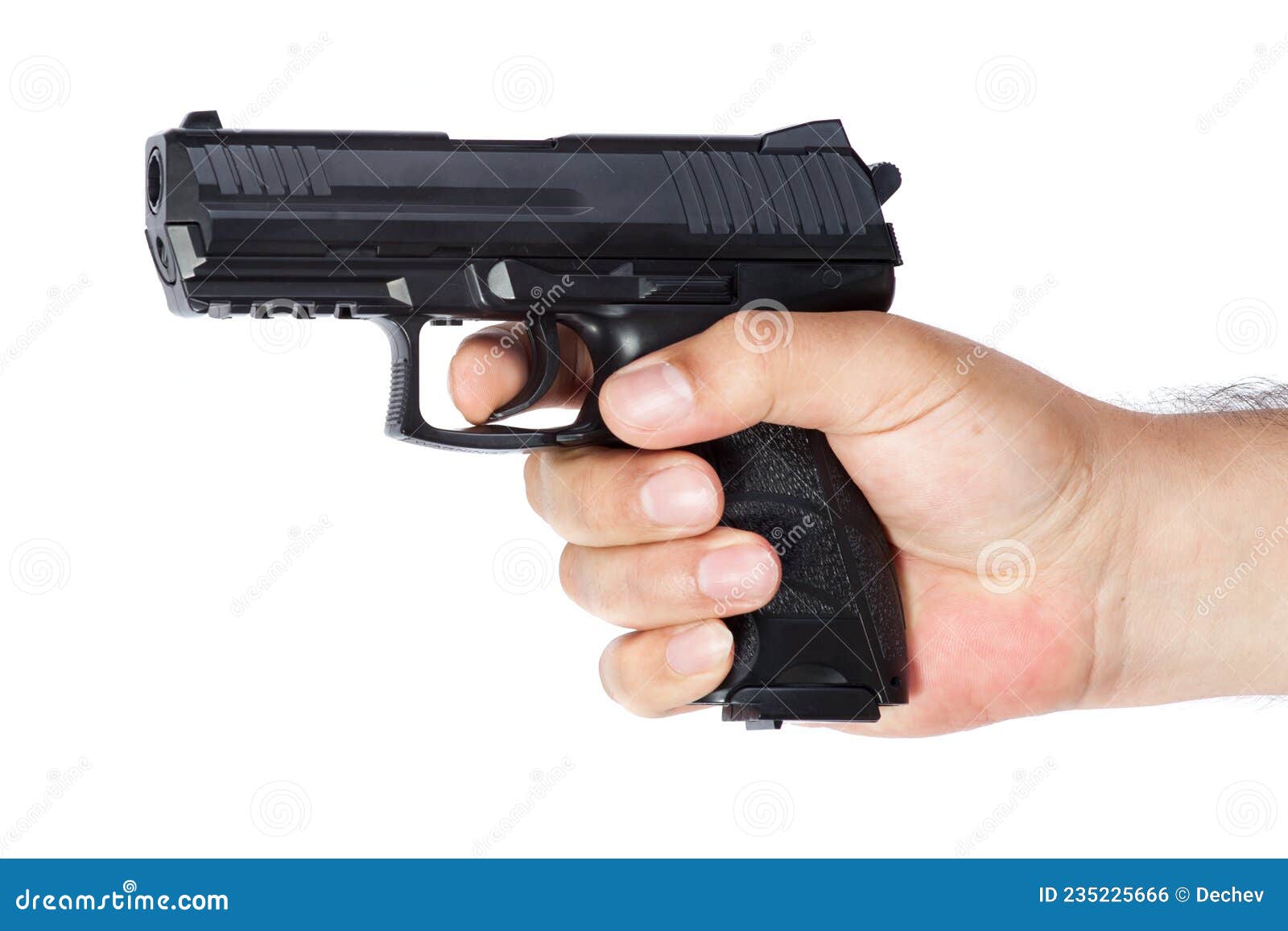 Gun in the Hand Isolated on White Background Stock Photo - Image of ...