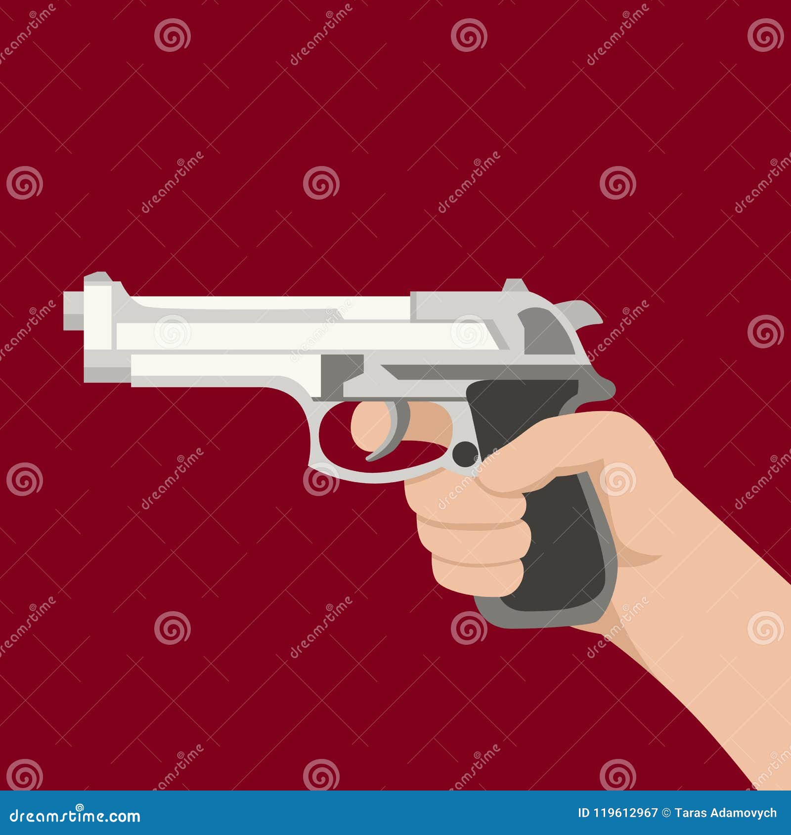 Gun in Hand Vector Illustration Flat Style Profile Stock Vector ...