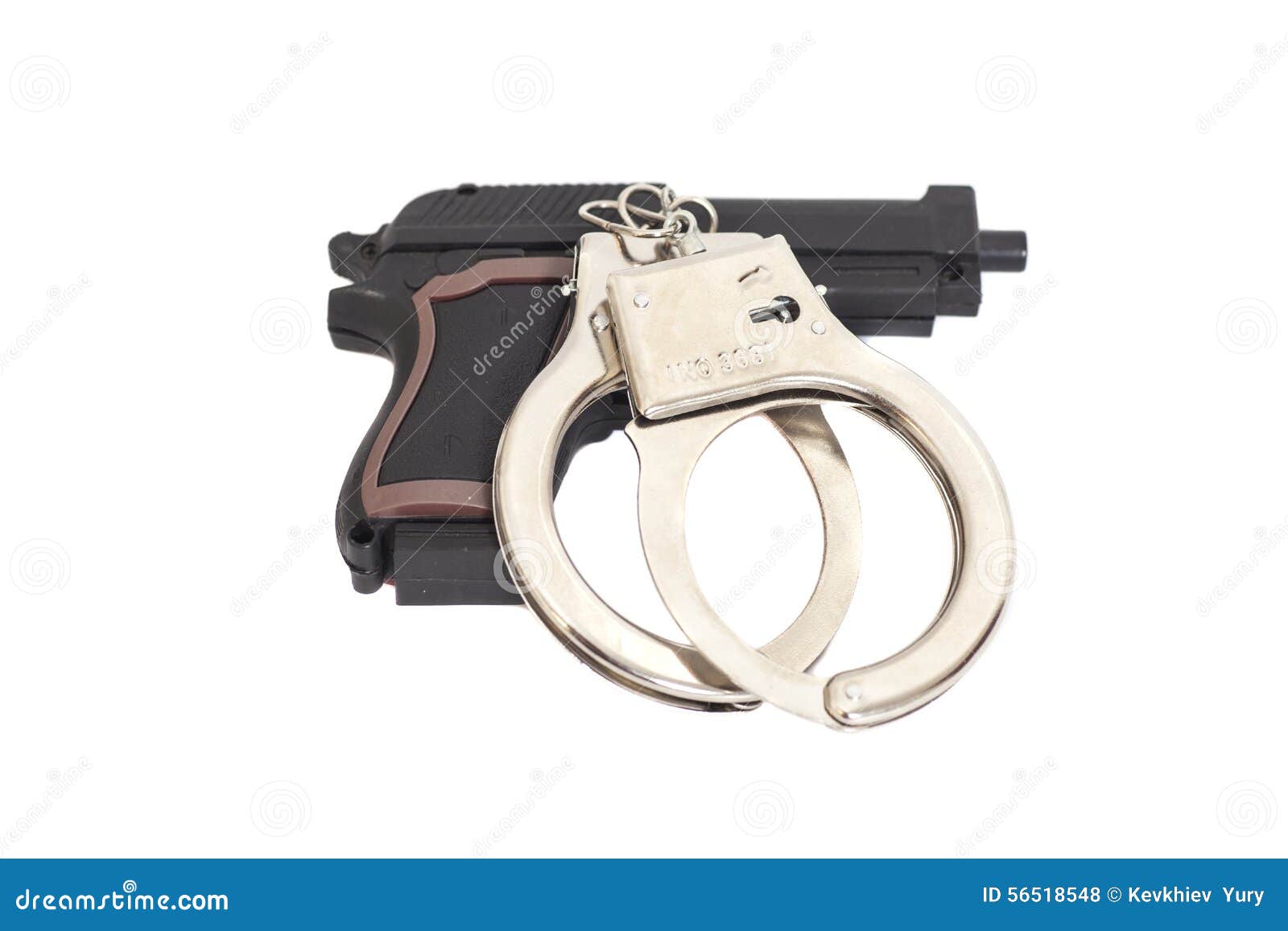 Gun and handcuffs stock photo. Image of closed, enforcement - 56518548