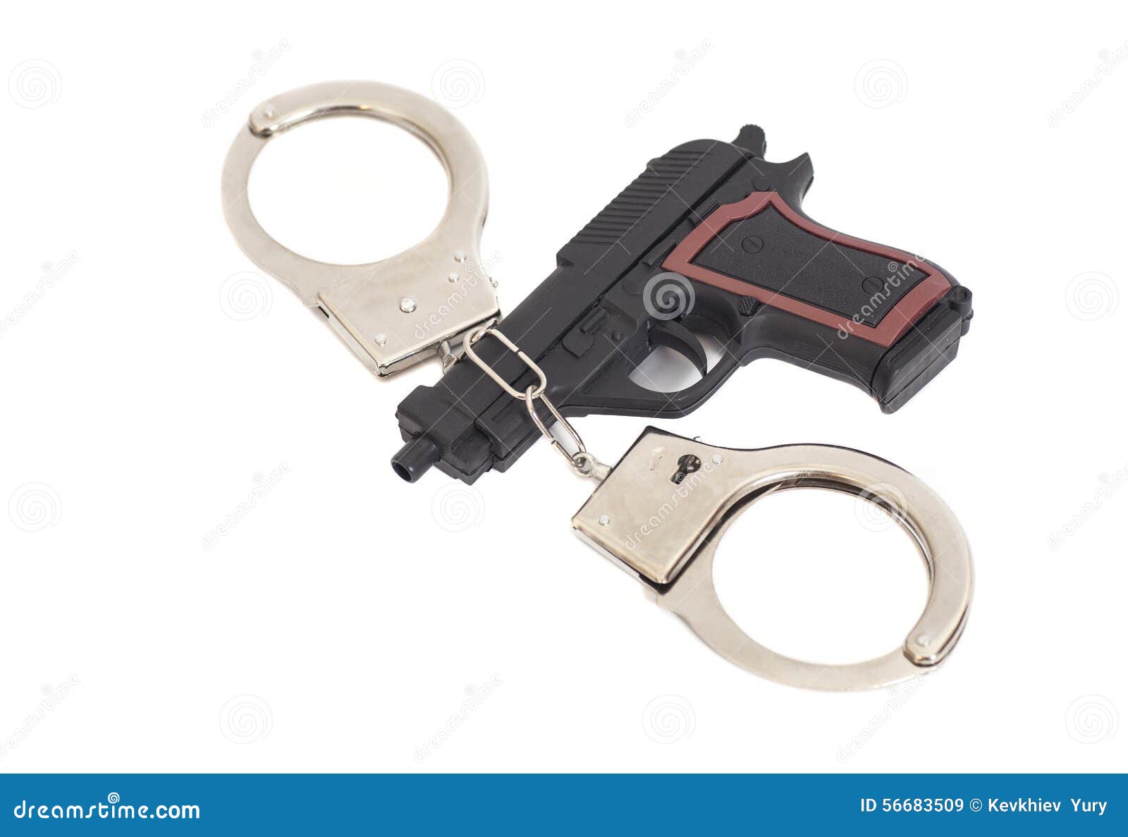 Gun and handcuffs stock image. Image of isolated, closed - 56683509