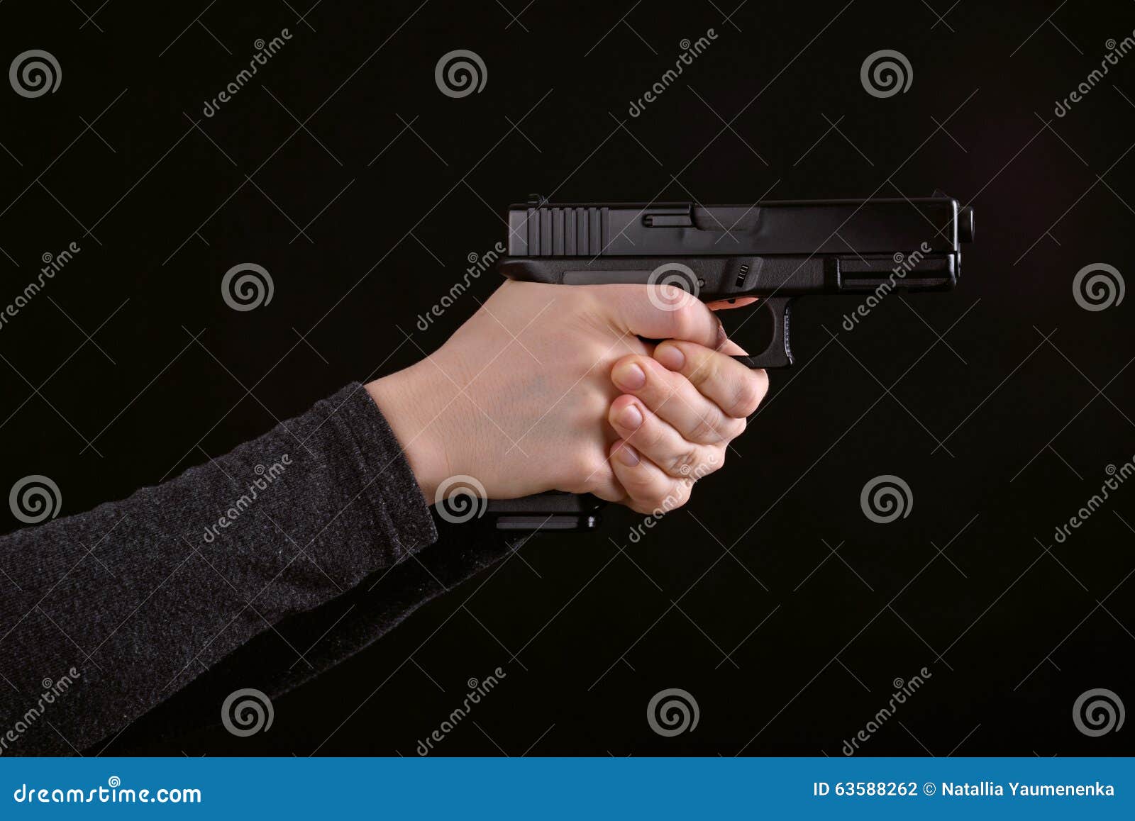 Gun in hands stock photo. Image of adult, pointing, object - 63588262