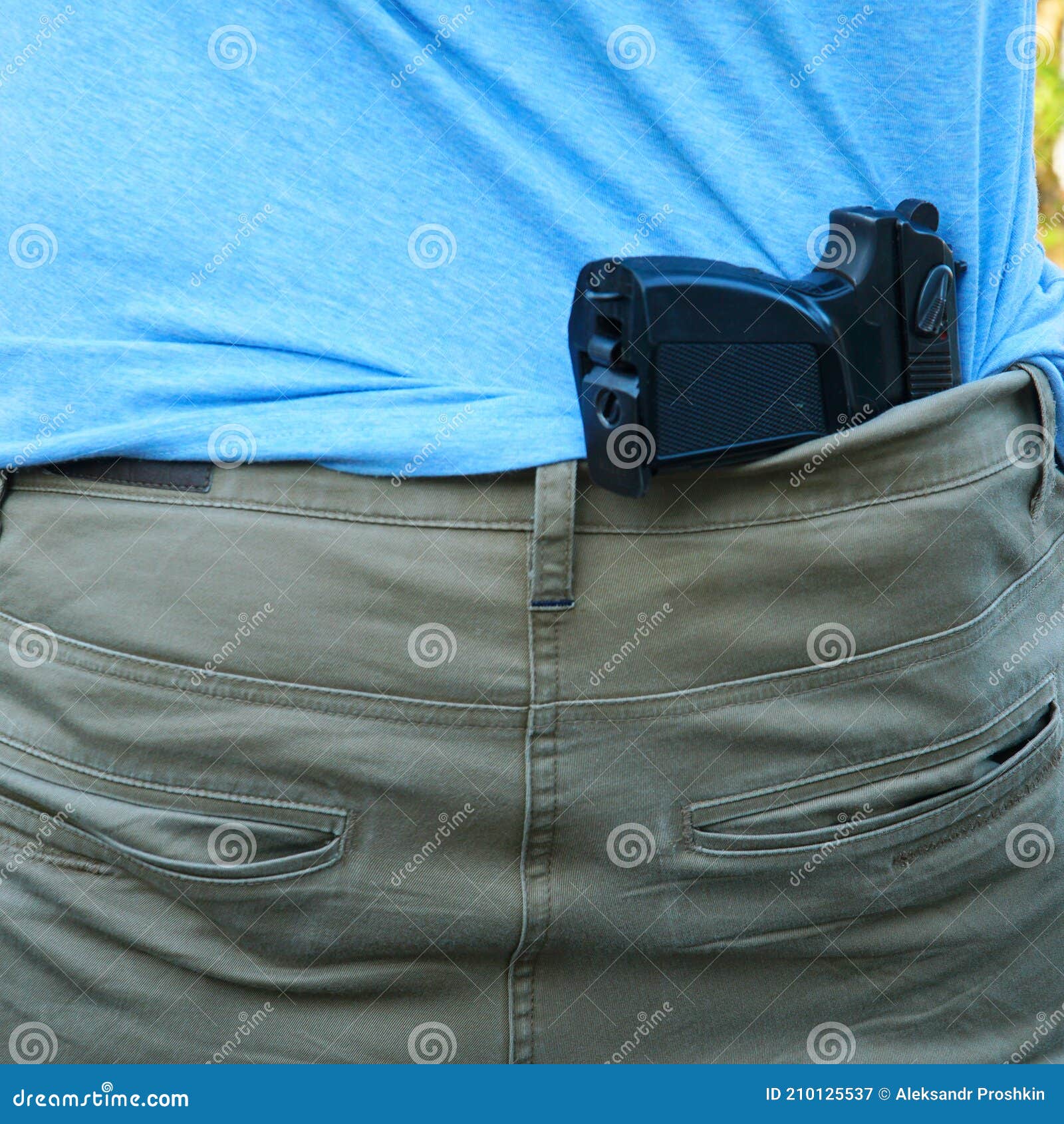 The Gun is Hidden Behind Man`s Back Stock Image - Image of casual ...