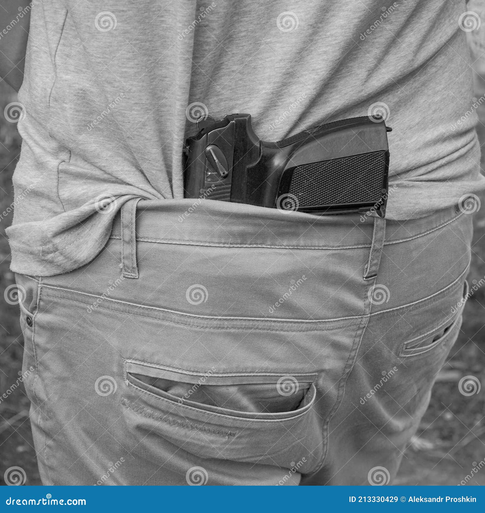 The Gun is Hidden Behind Mans Back Stock Image - Image of handgun, male ...