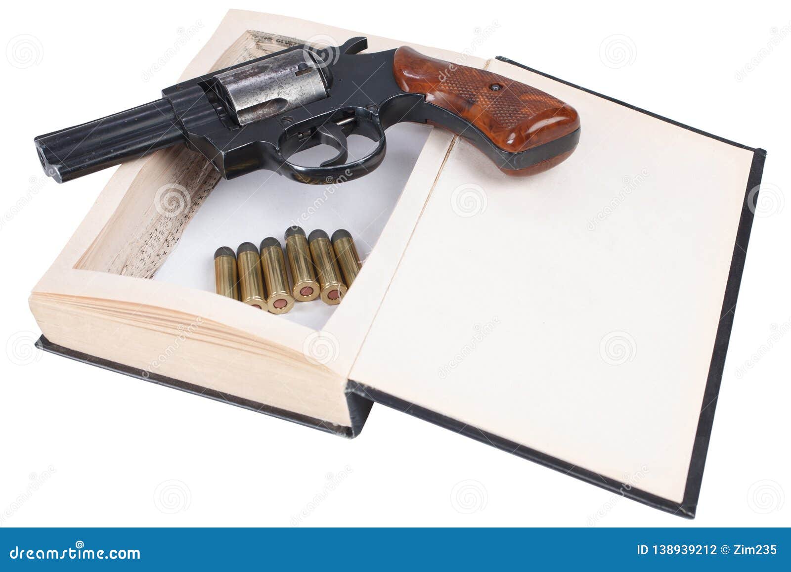 A gun hidden inside a book stock photo. Image of cache - 138939212