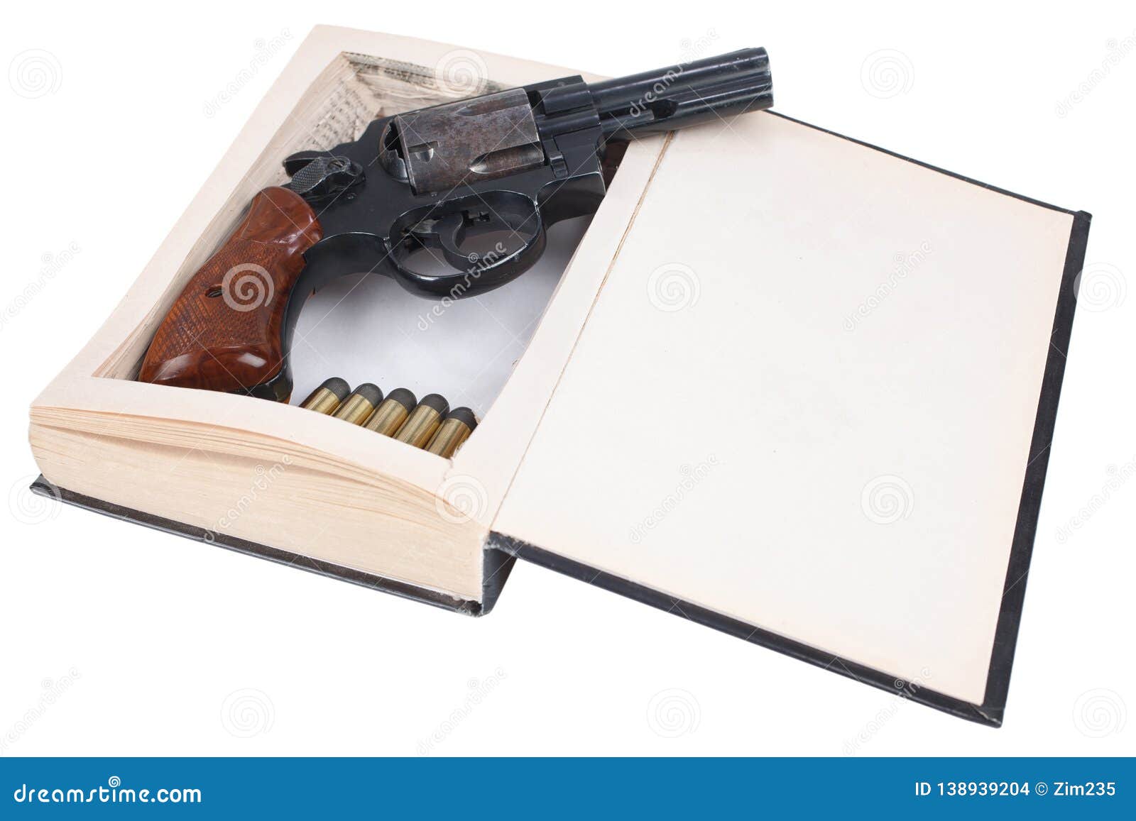 A gun hidden inside a book stock photo. Image of case - 138939204