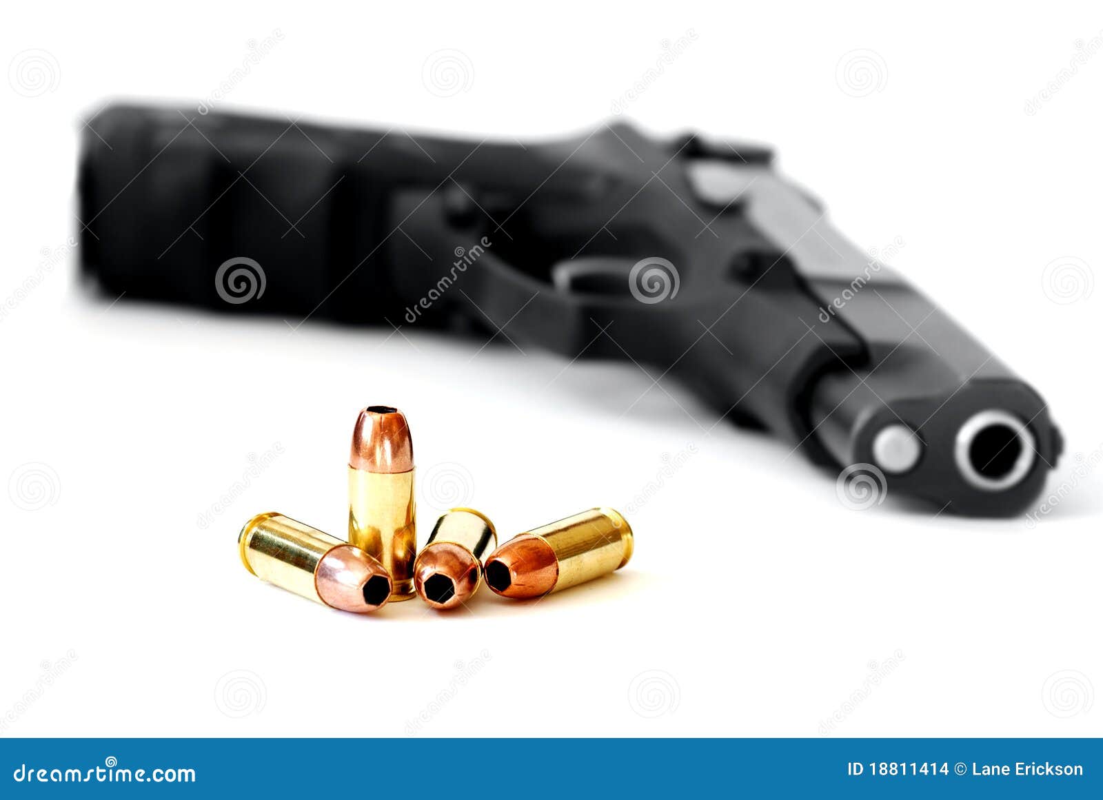 Gun with Hollow Point Bullets Stock Photo - Image of objects, armed ...