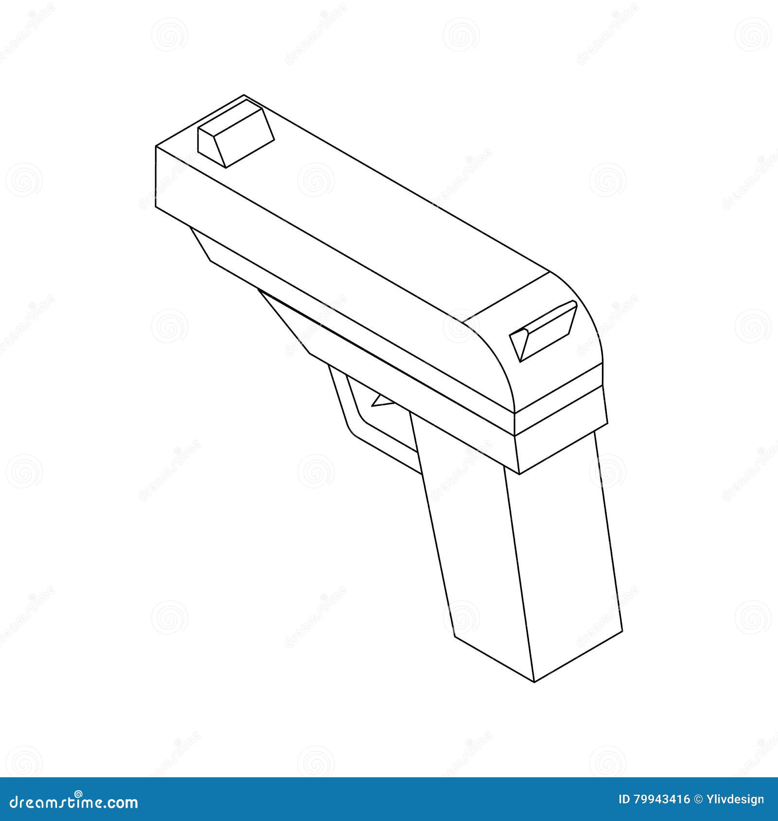 Gun Icon, Isometric 3d Style Stock Vector - Illustration of colt, army ...