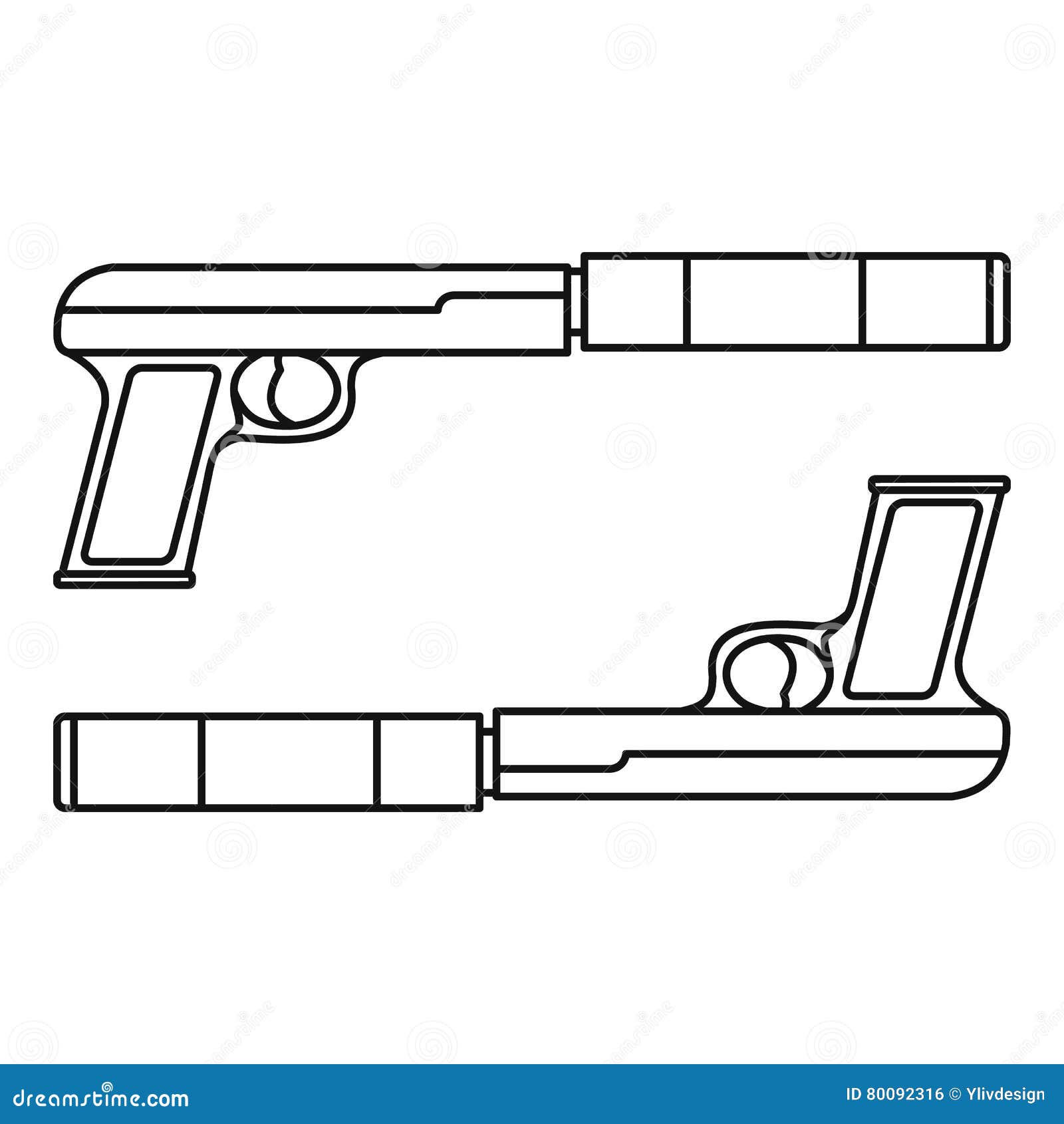 Gun icon, outline style stock vector. Illustration of history - 80092316