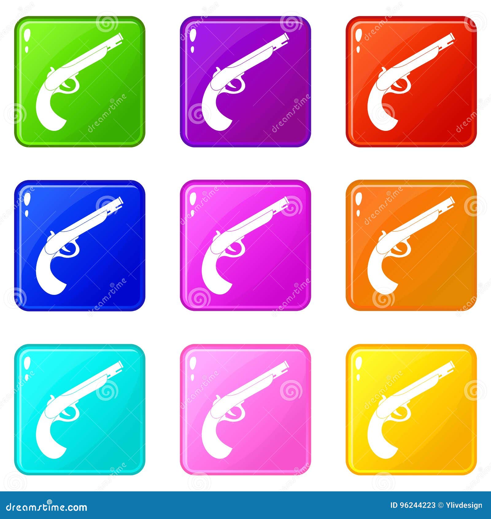 Gun icons 9 set stock vector. Illustration of vector - 96244223