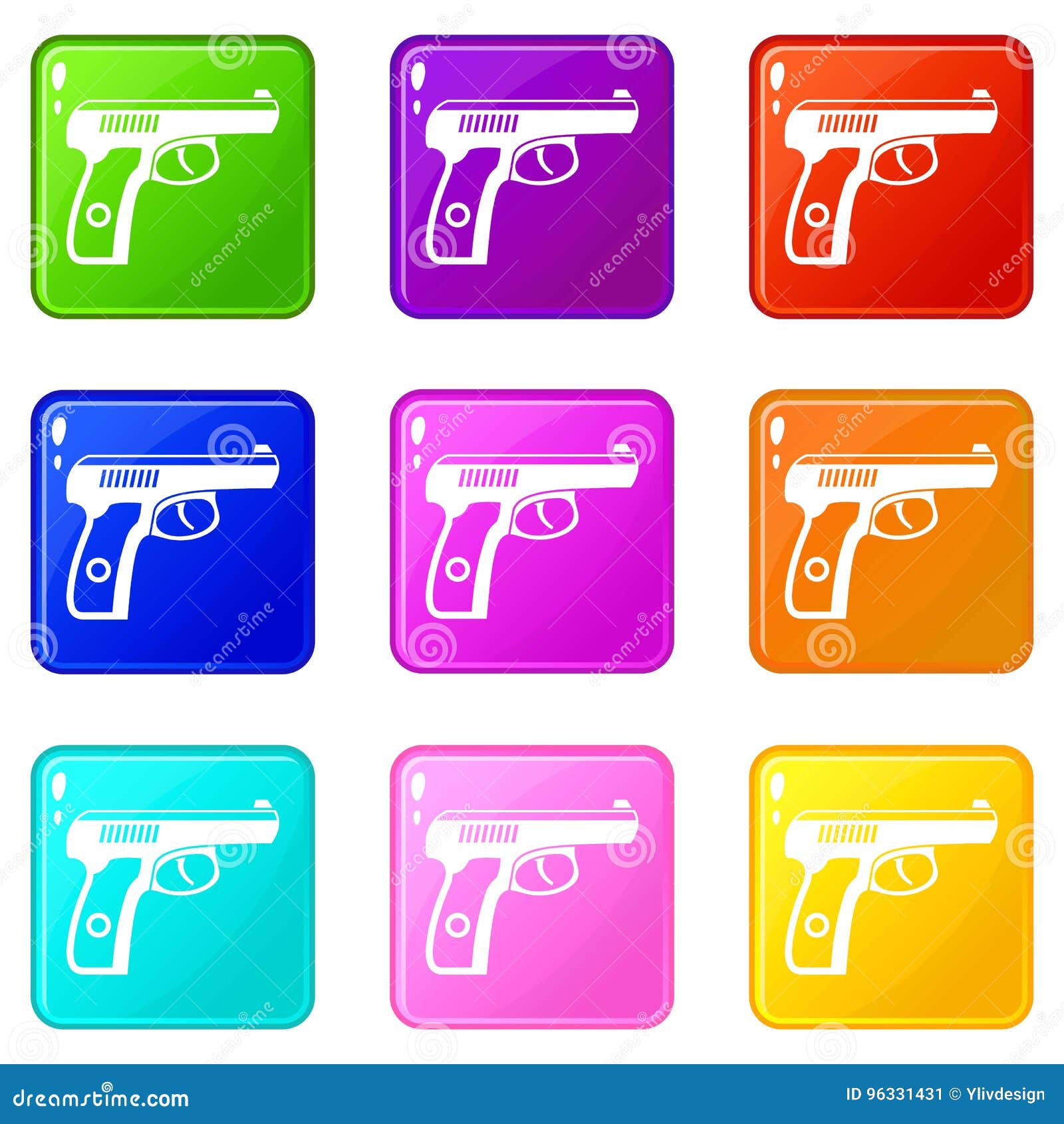 Gun icons 9 set stock vector. Illustration of security - 96331431