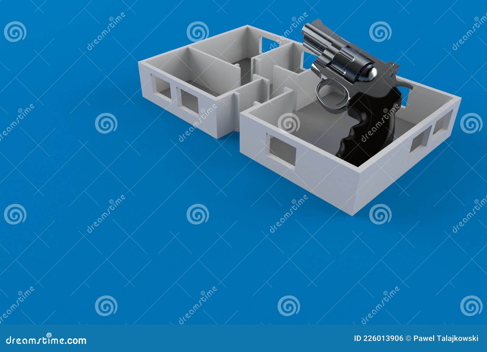 Gun inside house plan stock illustration. Illustration of concept ...