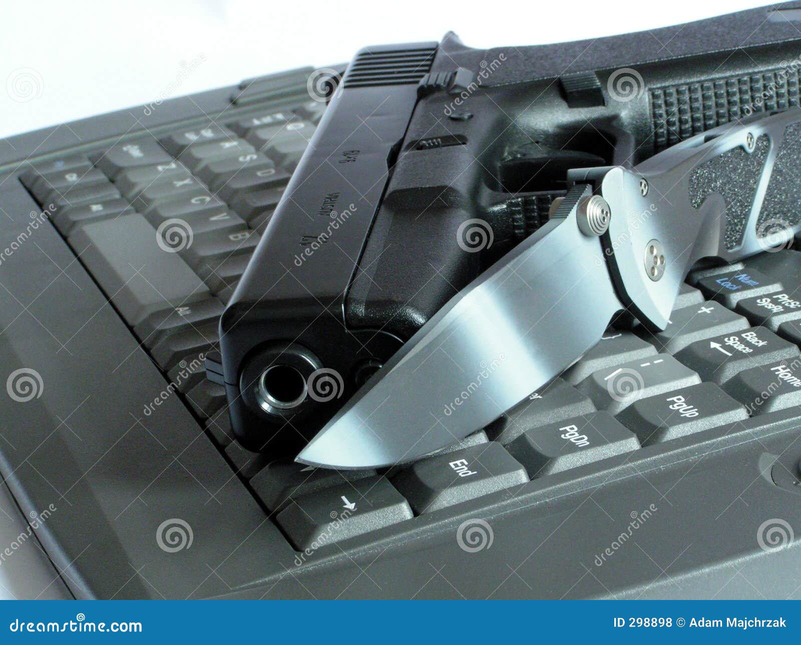Gun and keyboard #1 stock photo. Image of death, police - 298898