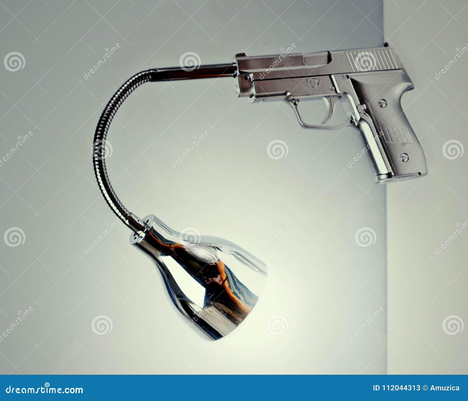 Gun Lamp Over Grey Background Stock Image - Image of grey, decor: 112044313