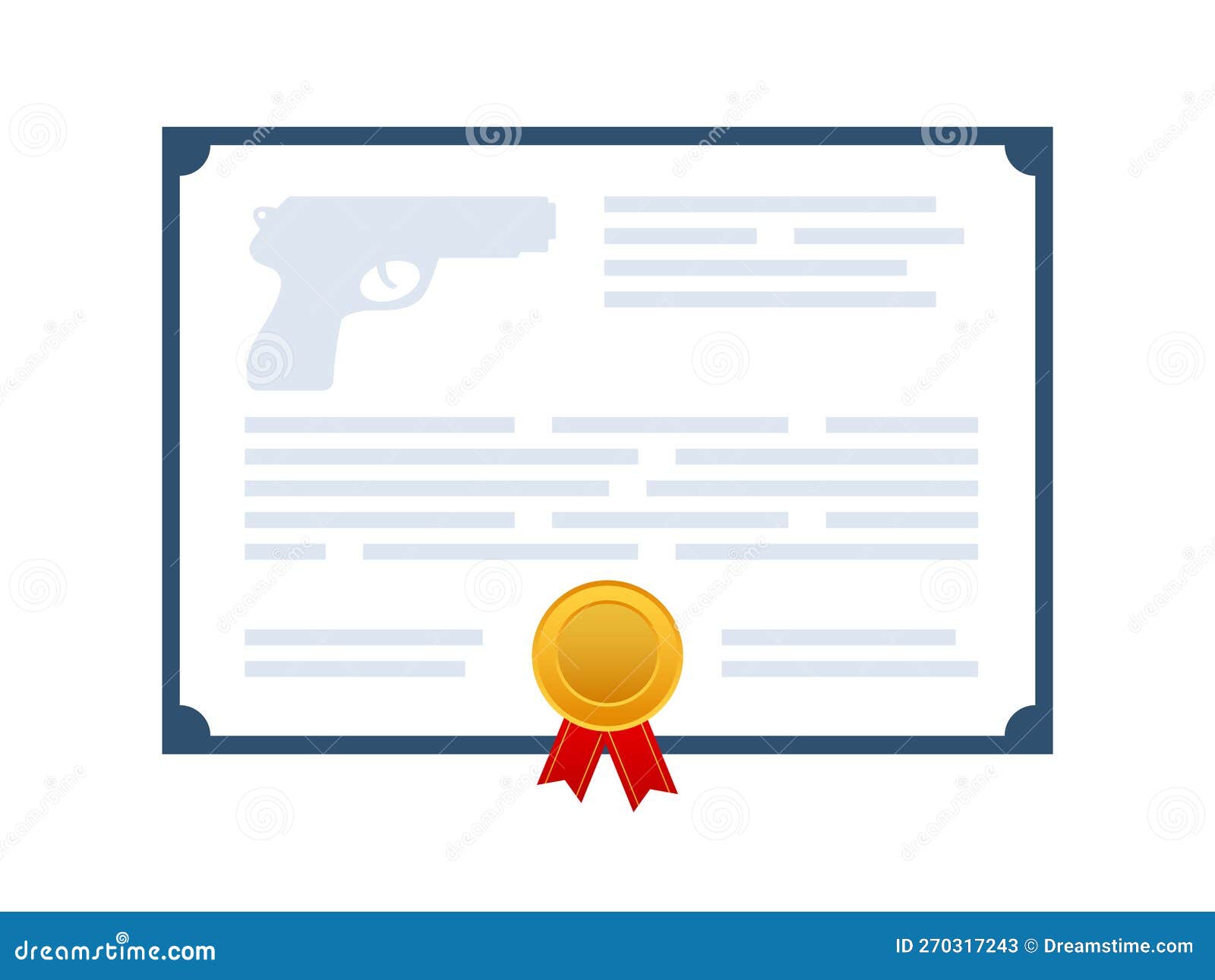 Gun License Glyph Icon. Pistol and Document. Vector Stock Illustration ...