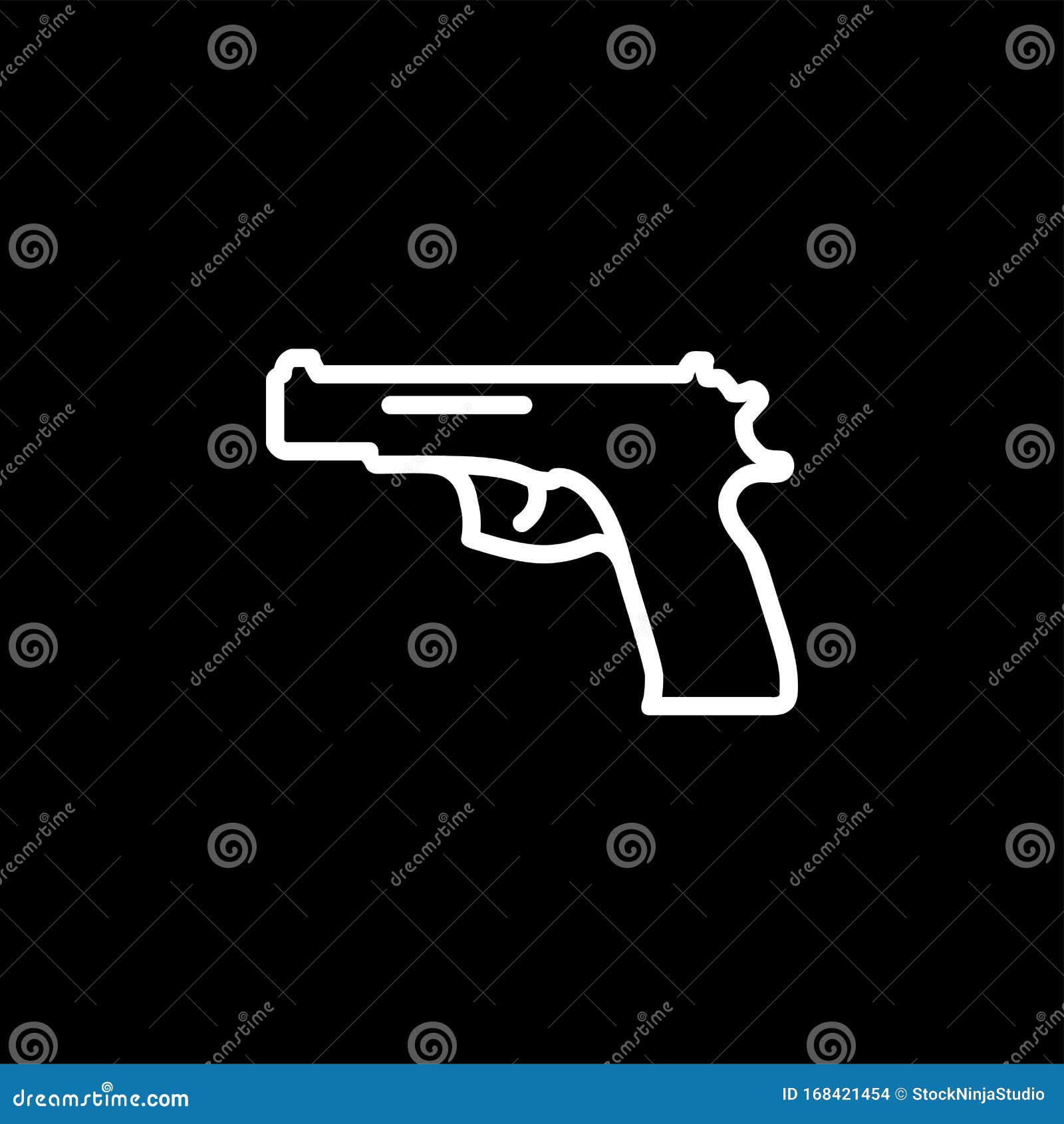 Gun Line Icon on Black Background. Black Flat Style Vector Illustration ...
