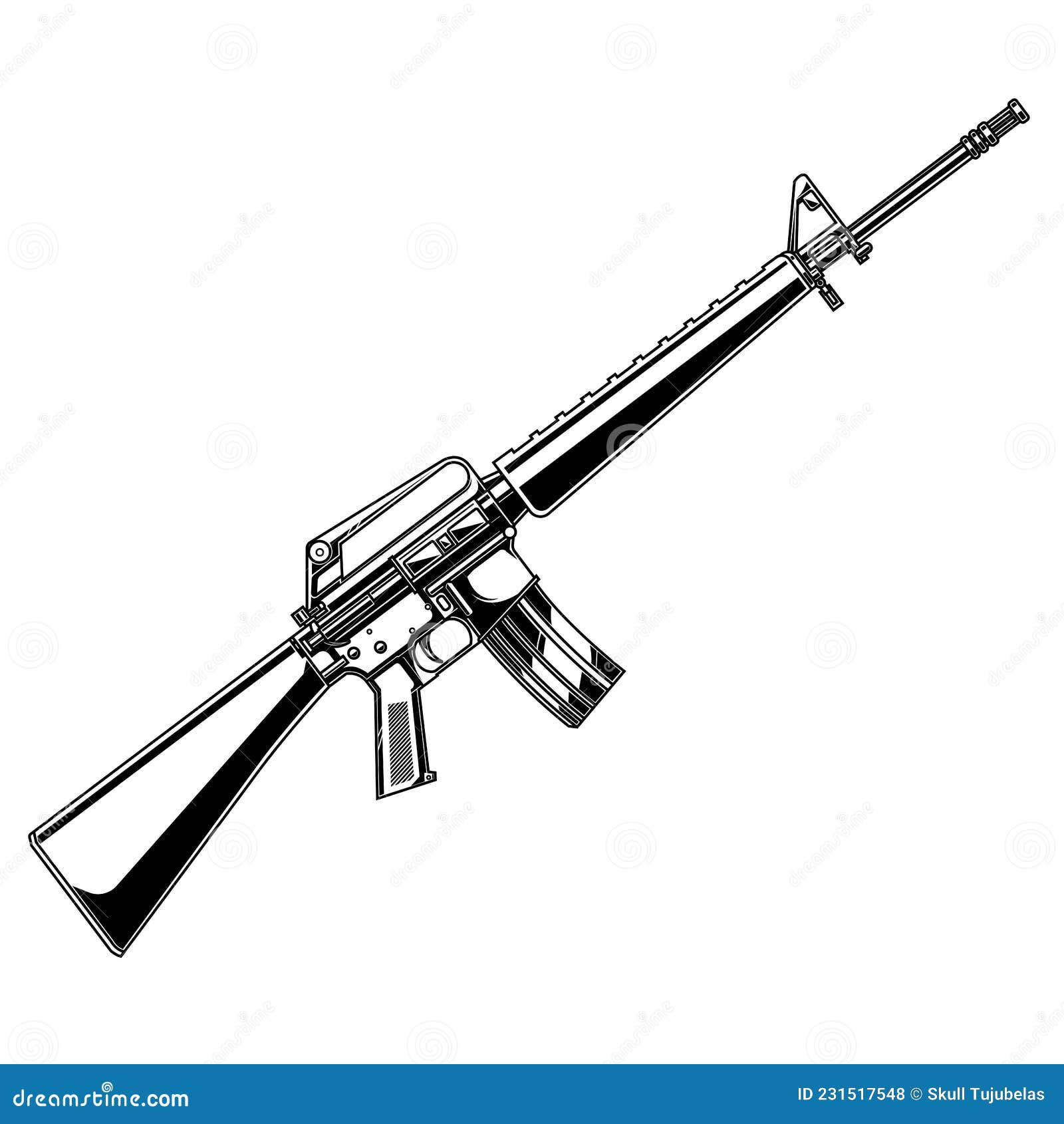 Gun m16 a1 stock vector. Illustration of design, machine - 231517548
