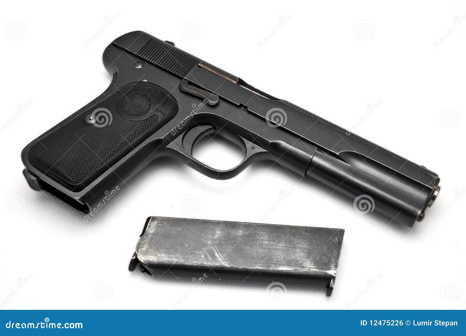 Gun with Magazine on White Background Stock Photo - Image of security ...
