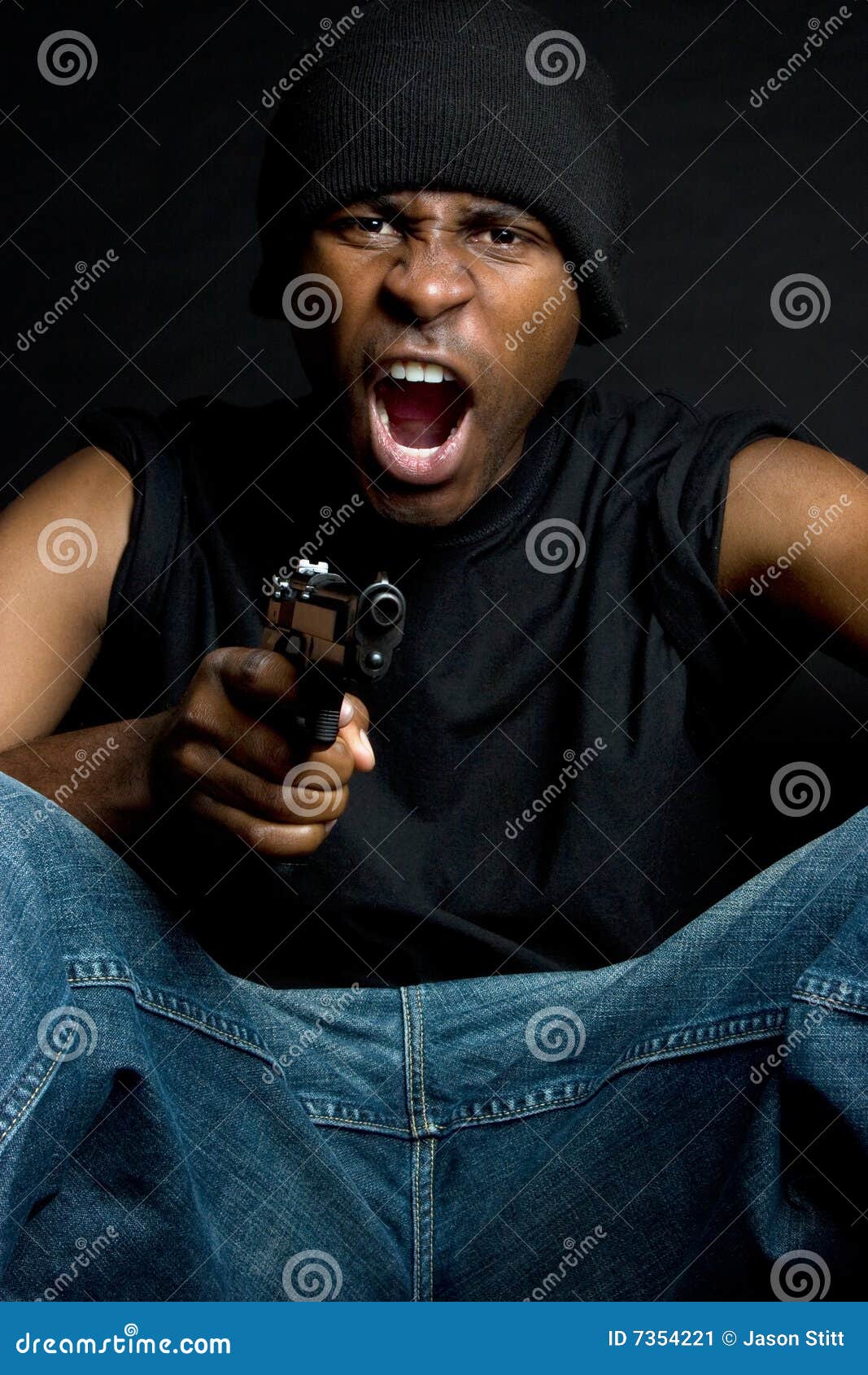 Gun Man stock image. Image of black, teen, gangster, angry - 7354221