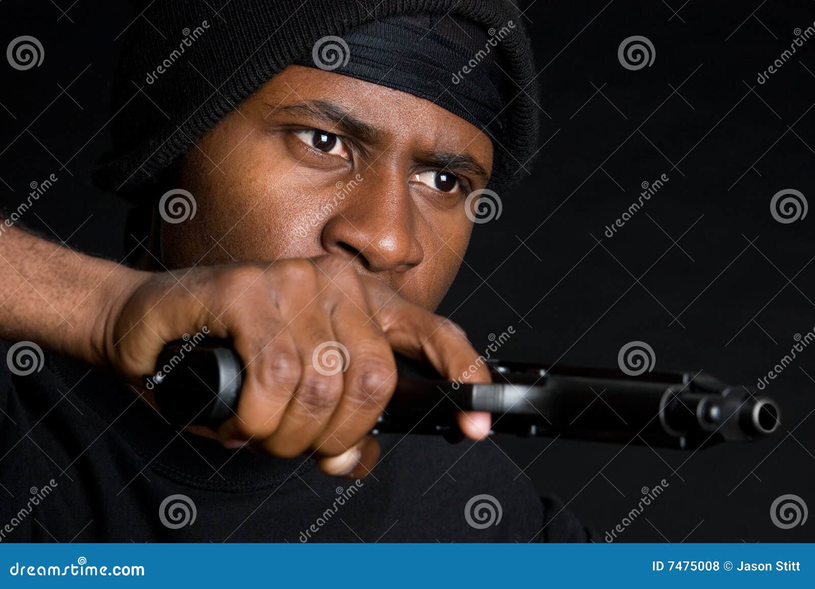 Gun Man stock photo. Image of people, beanie, ethnic, male - 7475008