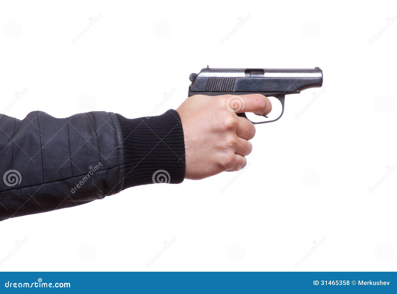 Gun in the man s hand stock photo. Image of hand, robbery - 31465358