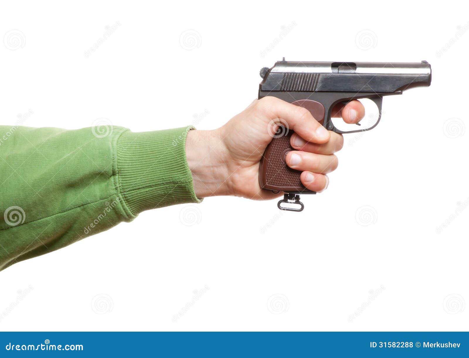 Gun in the man s hand stock photo. Image of jacket, hand - 31582288