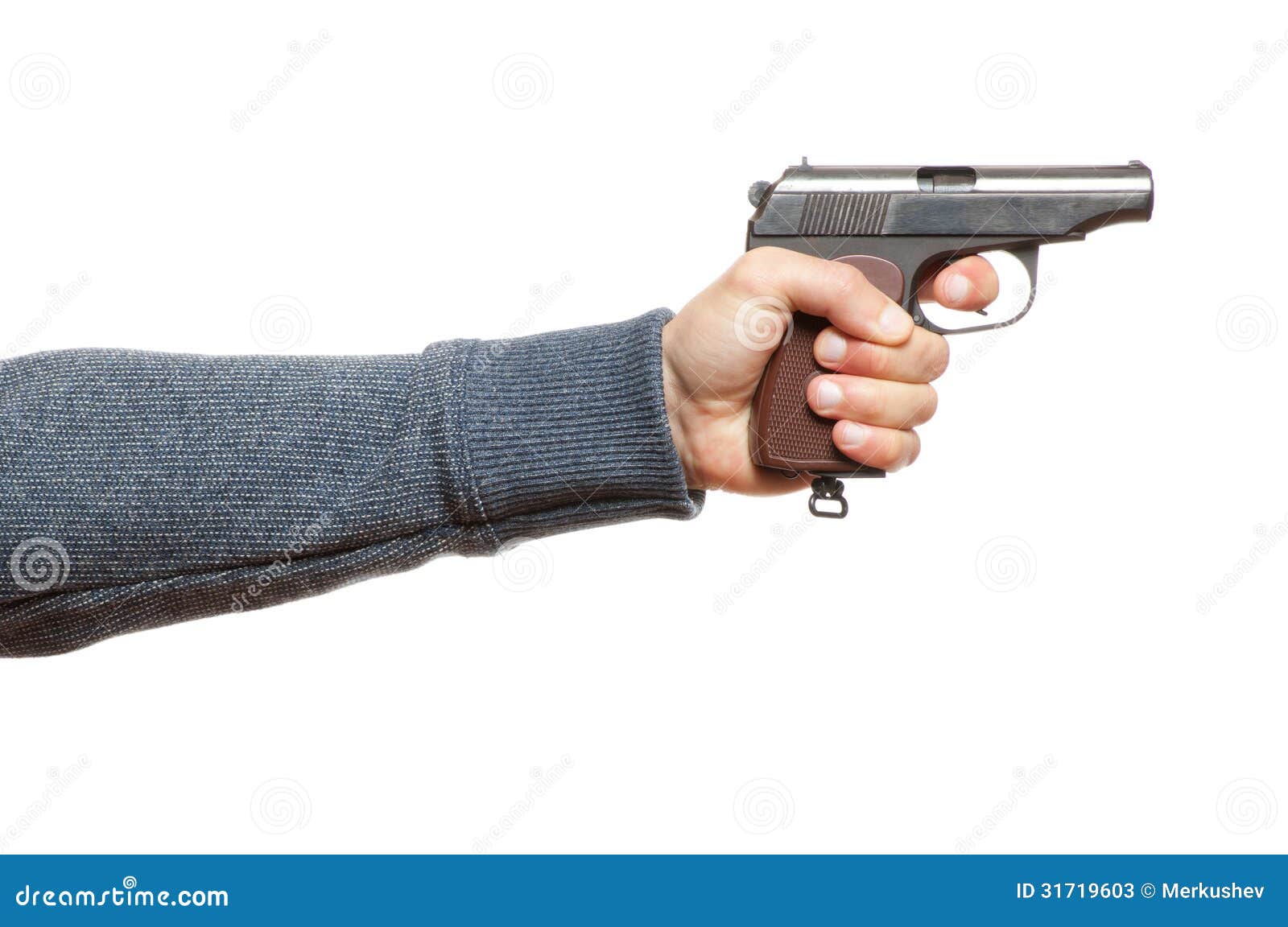 Gun in the man s hand stock image. Image of pistol, metal - 31719603
