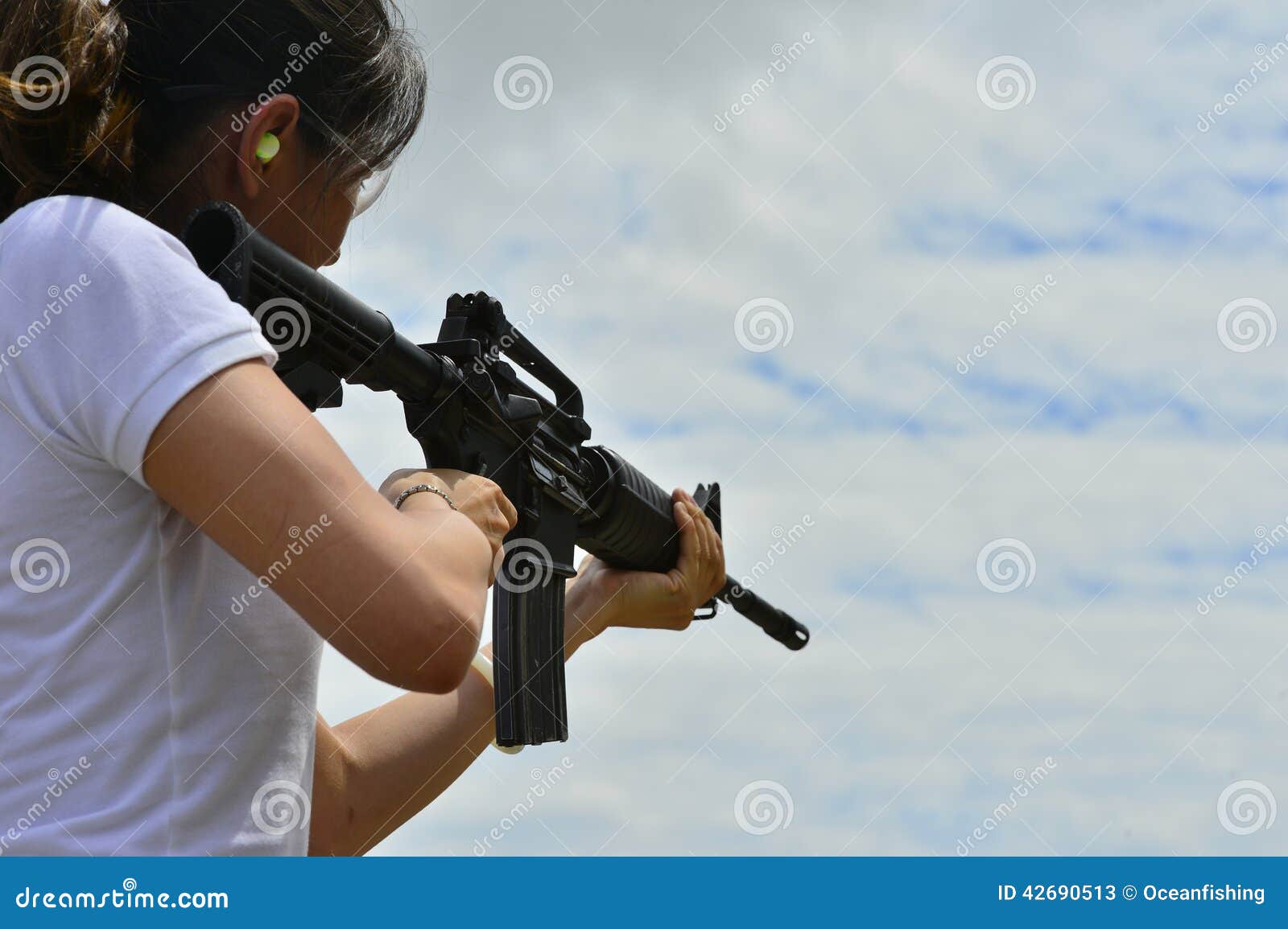 Gun stock image. Image of chinese, female, soldier, sniper - 42690513