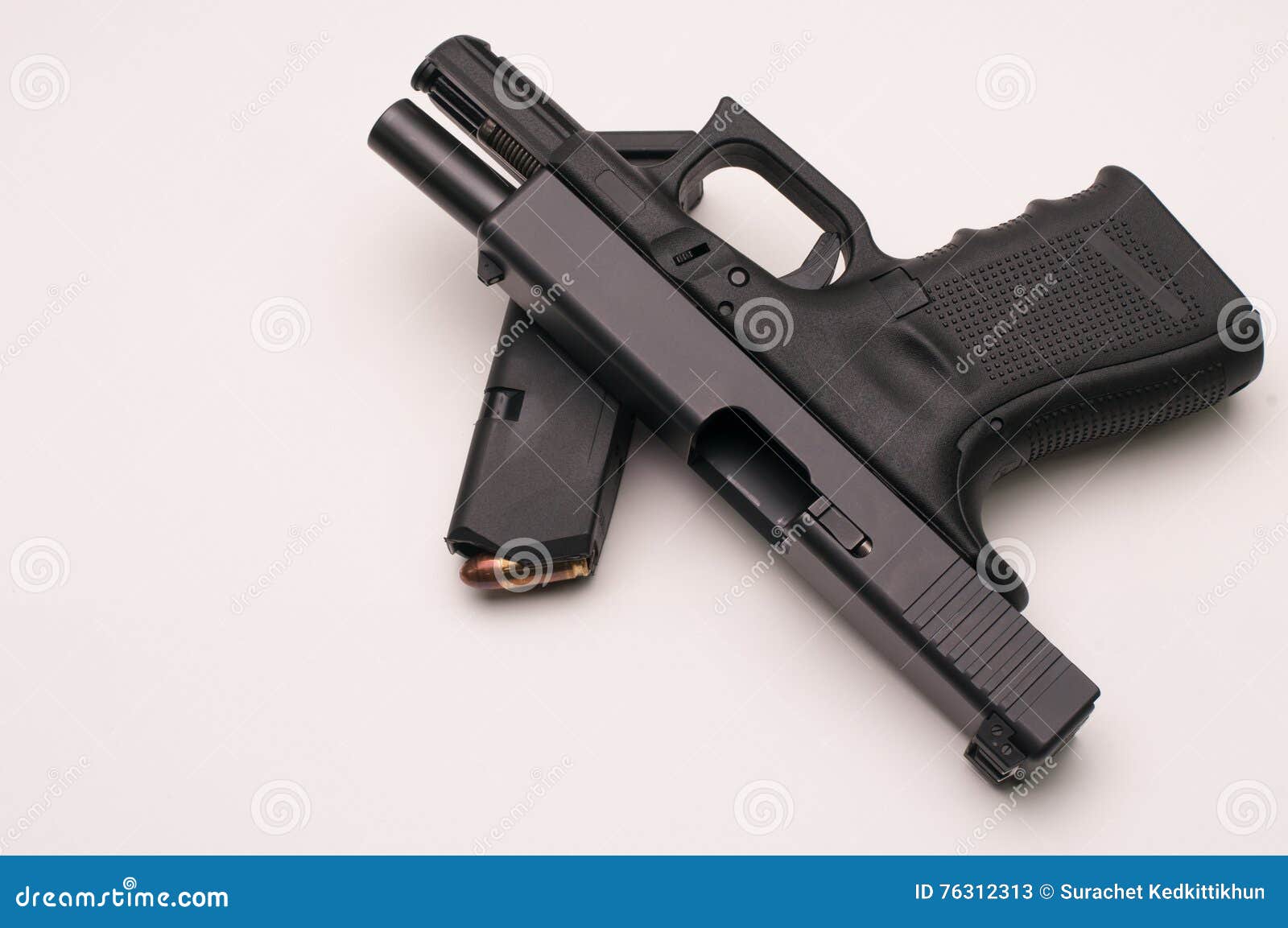 Gun 9 mm. with magazine stock image. Image of isolated - 76312313