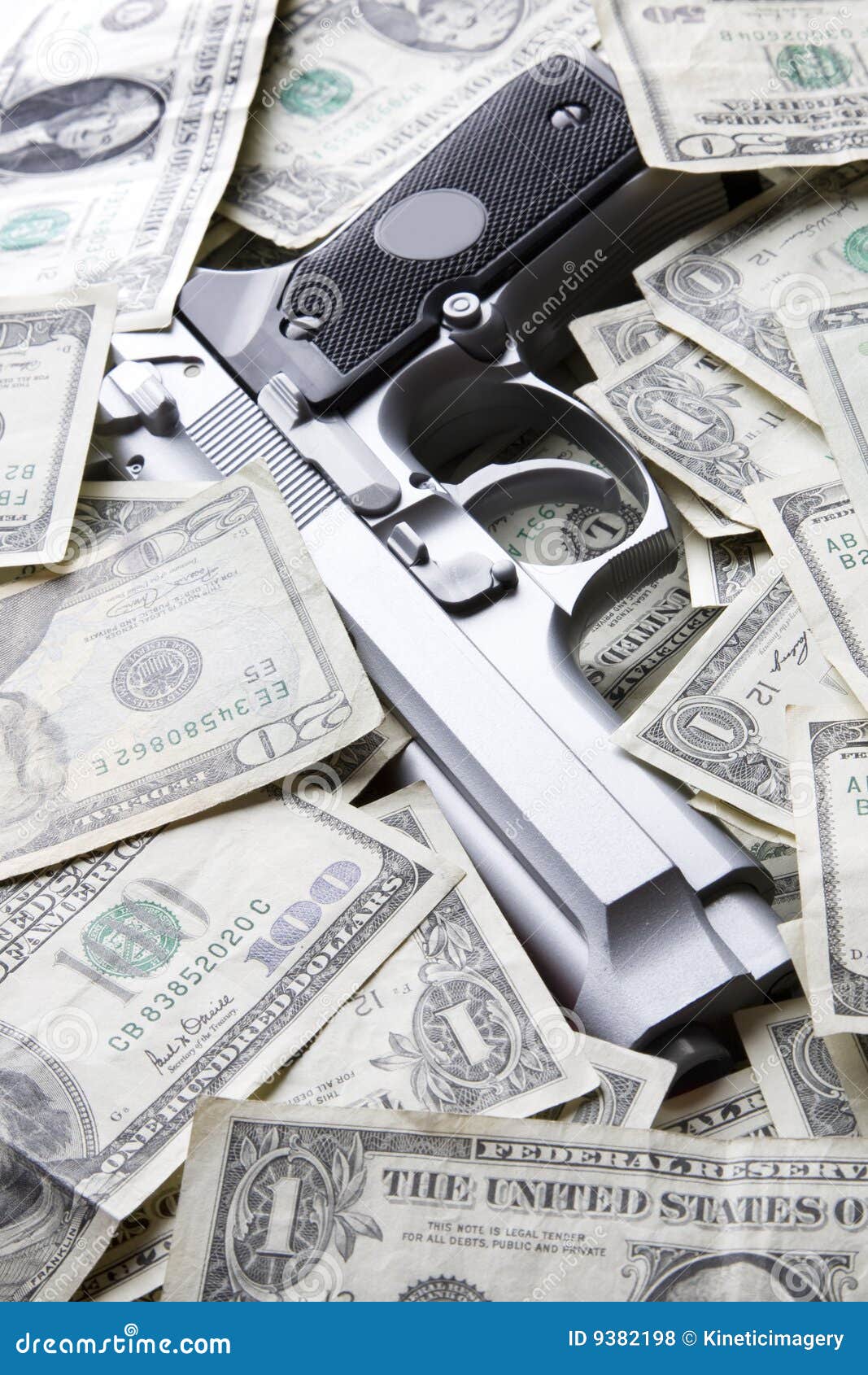 Gun and money stock photo. Image of dollar, weapon, criminal - 9382198
