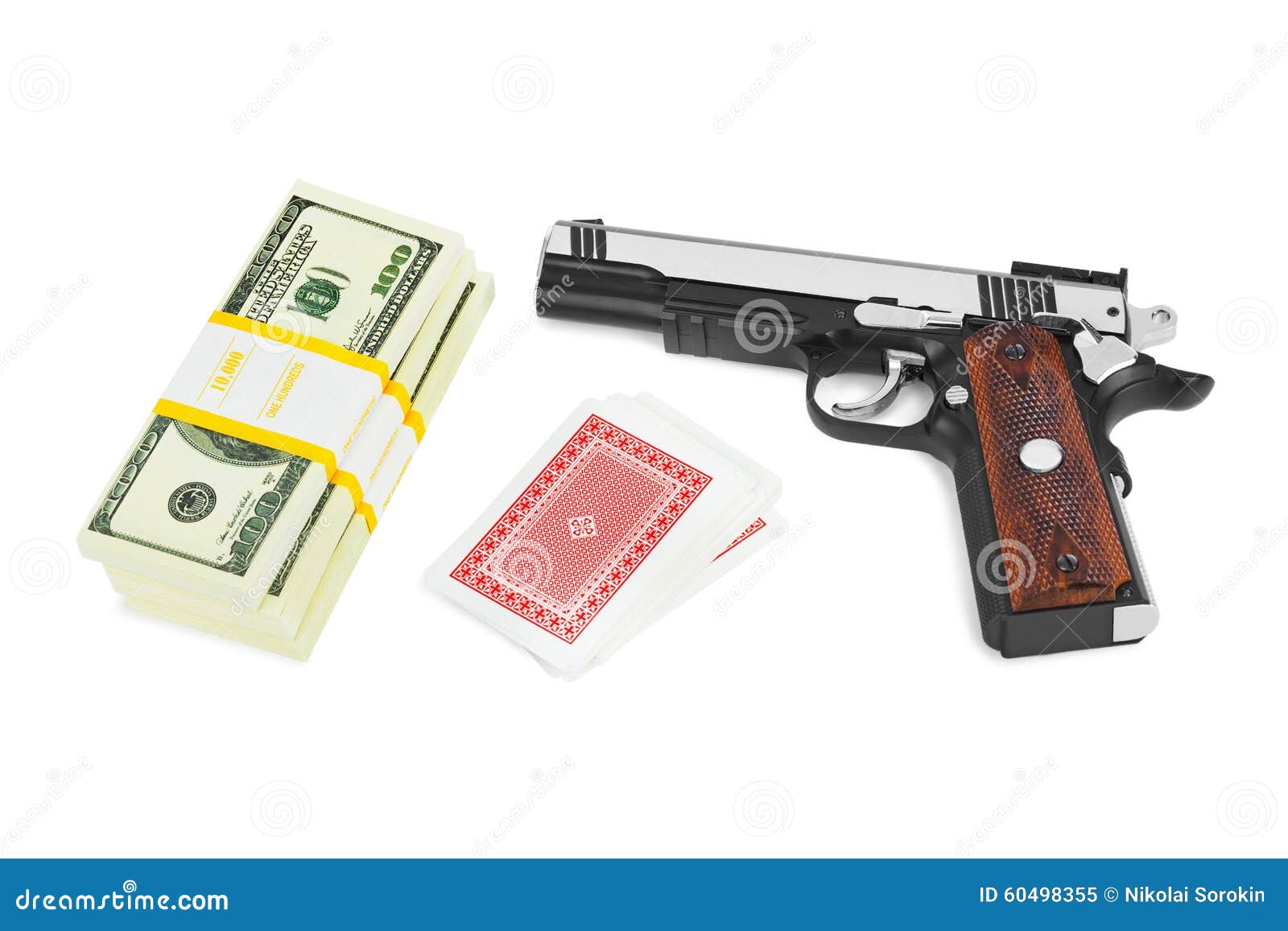 Gun Money and Playing Cards Stock Image - Image of casino, cheat: 60498355
