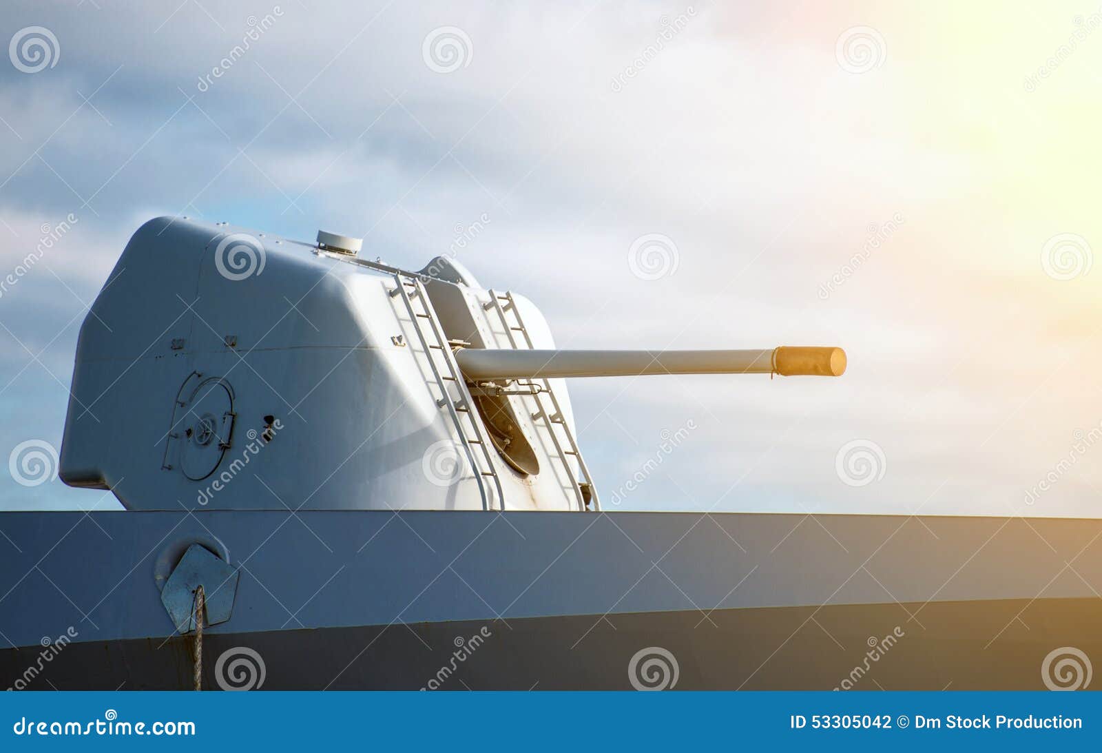 Gun on naval ship. stock photo. Image of attack, caliber - 53305042