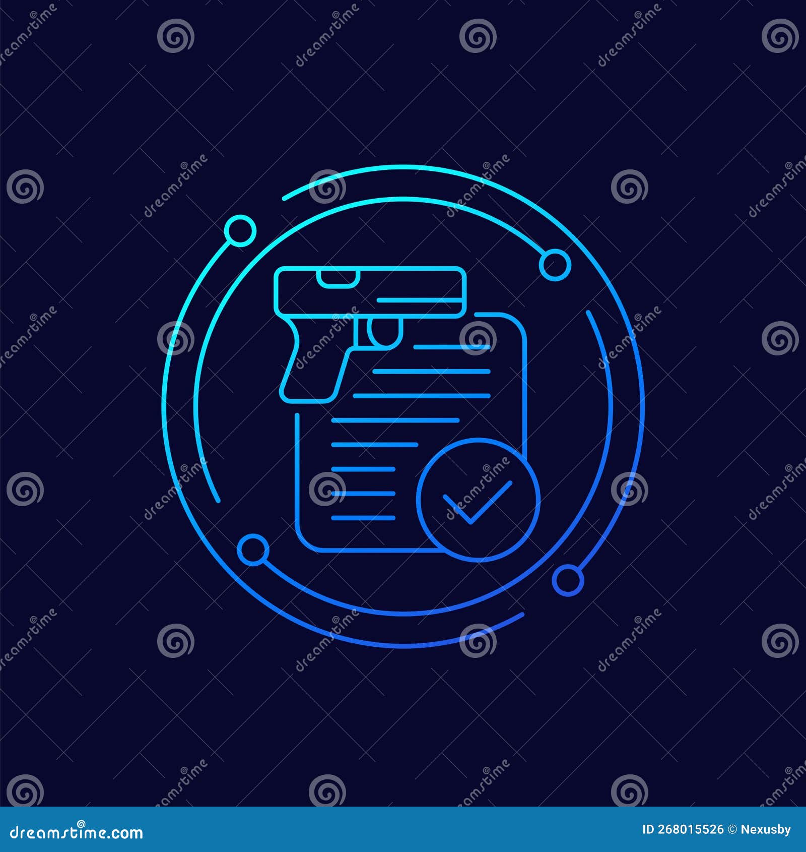 Gun Permit, License Line Vector Icon Stock Vector - Illustration of ...