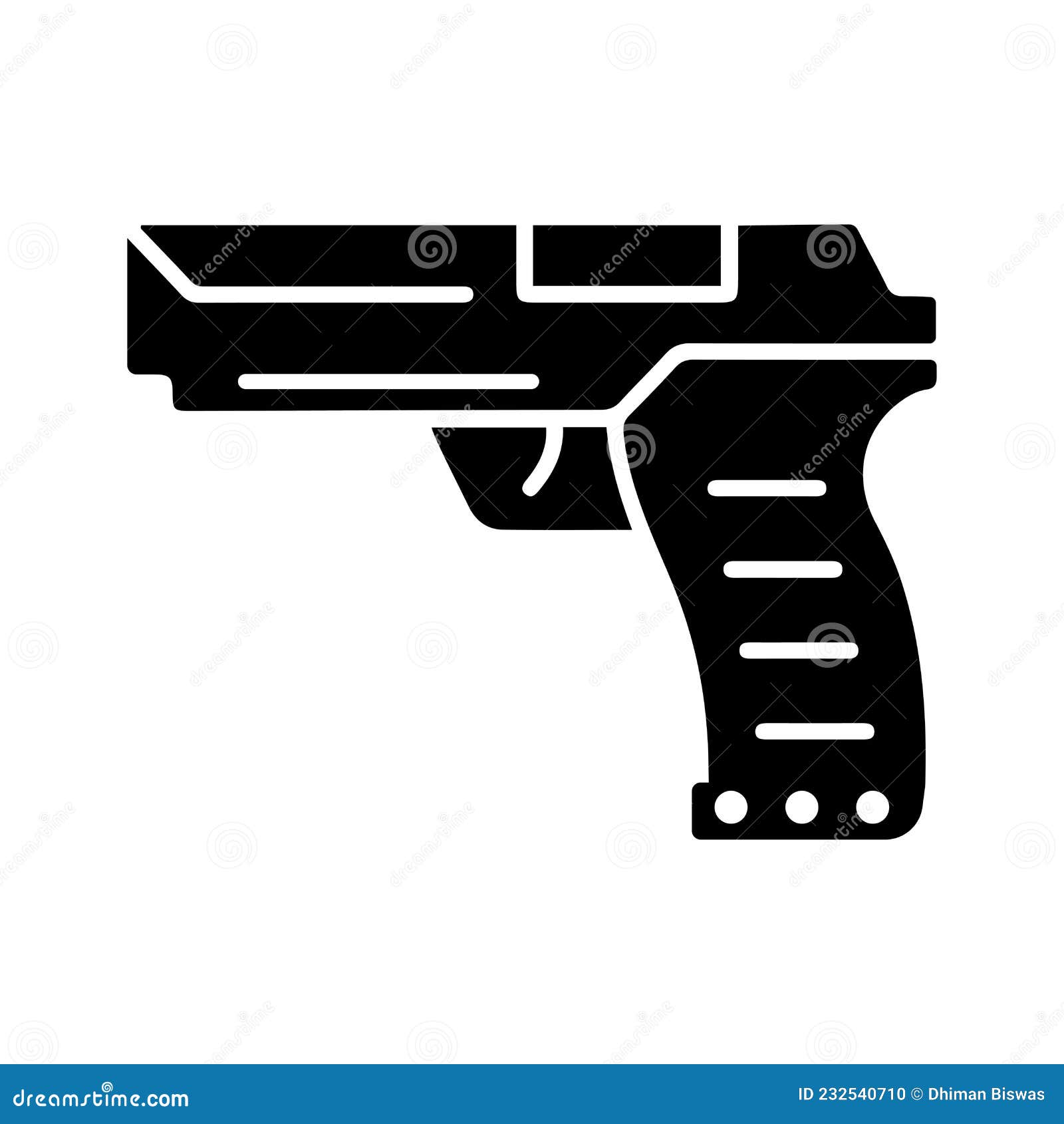 Gun, Pistol Icon. Black Vector Graphics Stock Vector - Illustration of ...