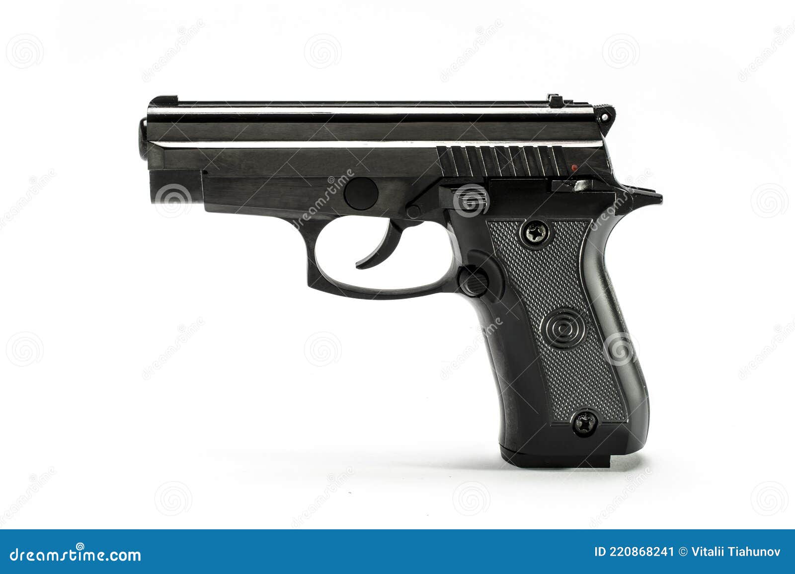Gun, Pistol Isolated on White Stock Image - Image of plastic, caliber ...